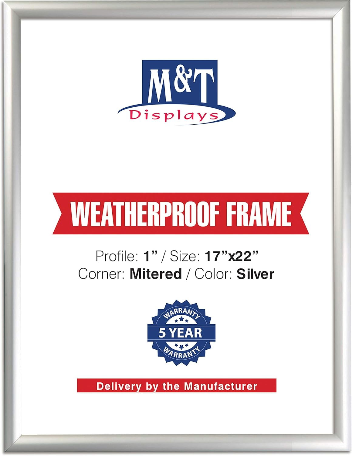 M&T Displays Weatherproof Snap Poster Frame 17x22 Inch Silver 1 ...