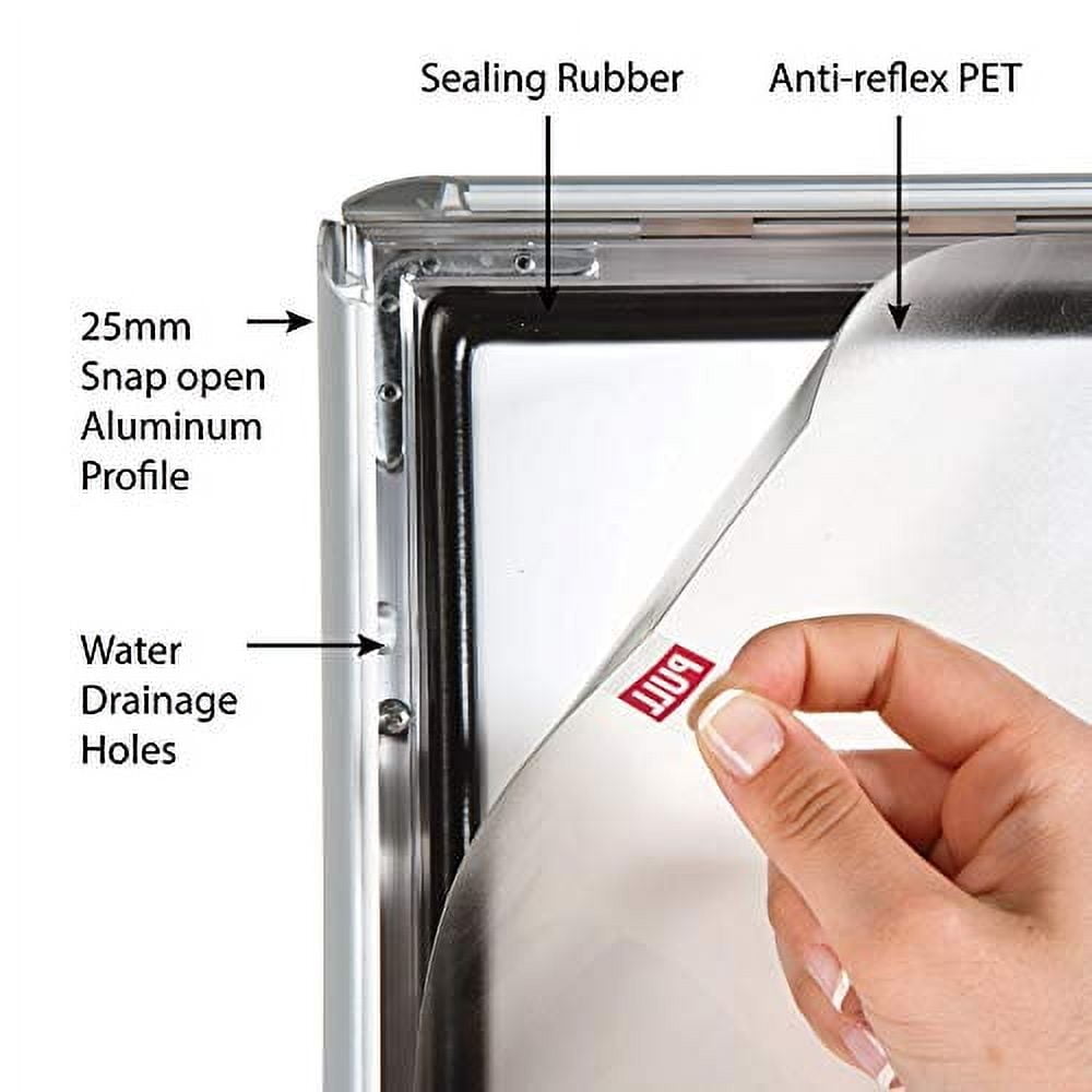 M&T Displays Weatherproof Snap Poster Frame 17x22 Inch Silver 1 ...