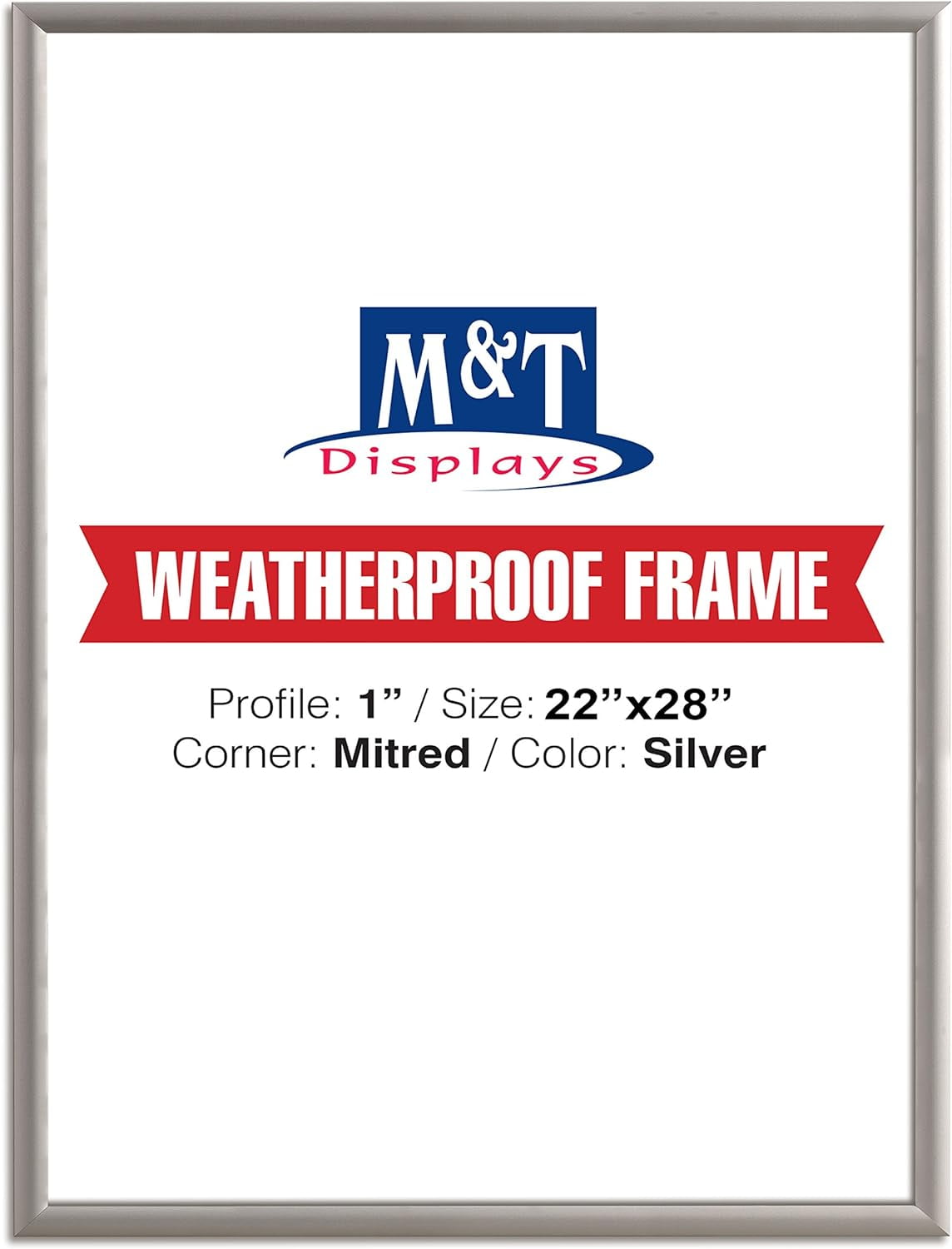 M&T Displays Weatherproof Snap Poster Frame 22x28 Inch Silver 1 ...