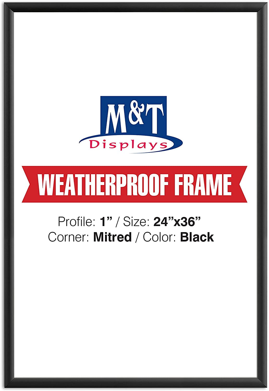 M&T Displays Weatherproof Snap Poster Frame 24x36 Inch Black 1 ...