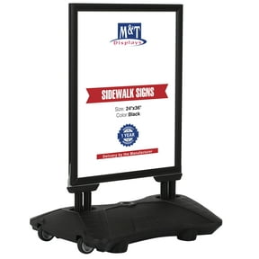 M&T Display Sandwich Board A-Frame Sidewalk Sign Holder Black - Walmart.com
