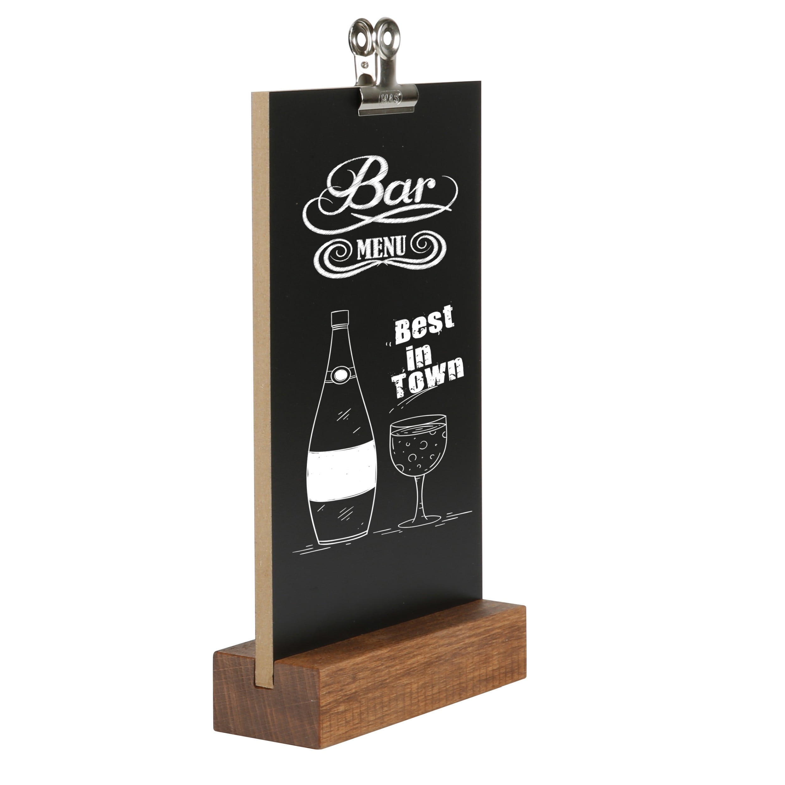 M&T Displays Chalkboard Clipboard Sign Holder 5.5x8.5 A5 Dark Wood with ...