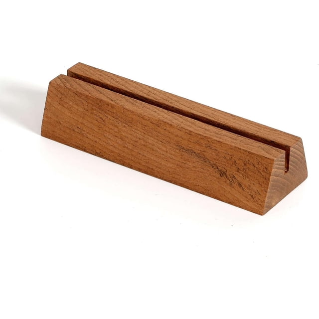 M&T Displays Wooden Business Desk Card Holder - 5.90 inch Dark Wood ...