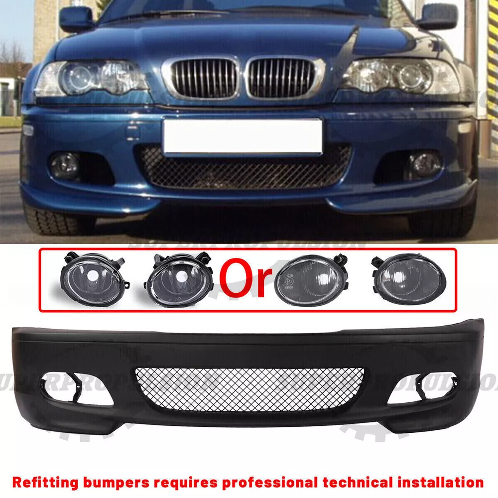 M-Tech II Style Front Bumper W/ fog light Fit 00-06 BMW E46 3-Series ...