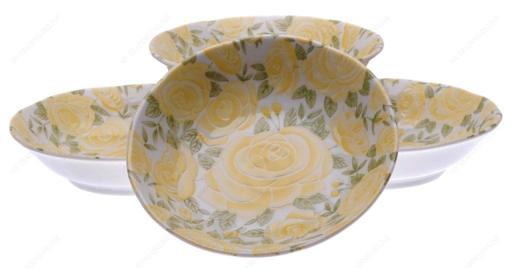 M.V. Trading MV0314B28 Japanese Deep Soup Plate with Yellow Rose Design ...