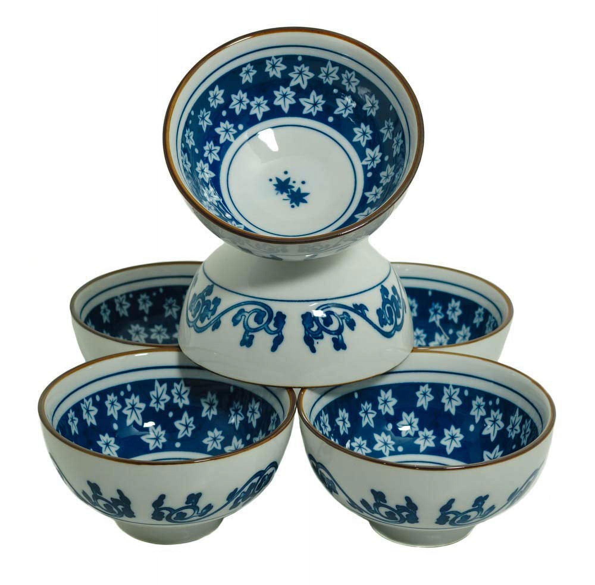 M.V. Trading NS2006 Japanese Blue and White Rice Bowls Design, 8-Ounces ...