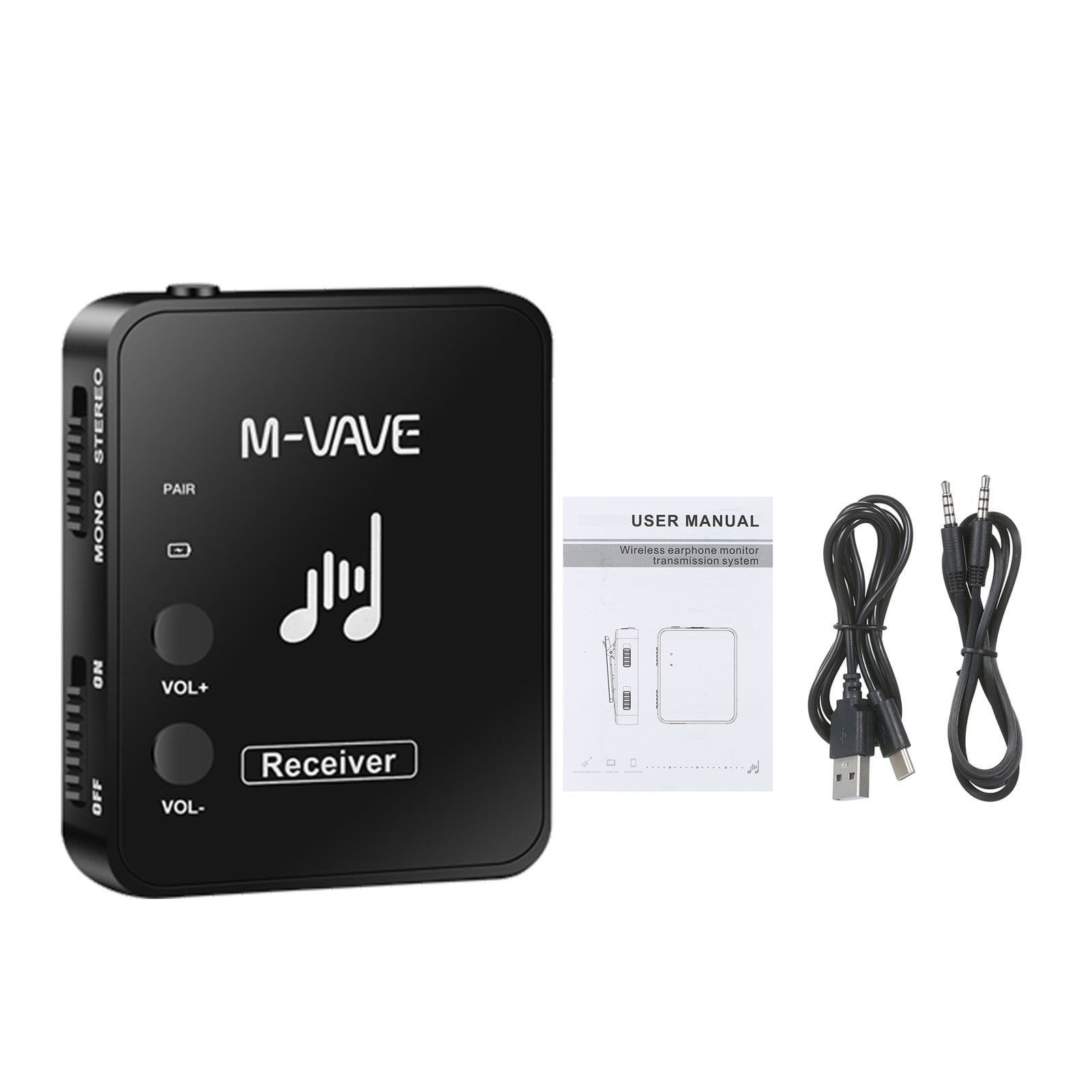M-VAVE WP-10 2.4GHz Wireless Ear Back Receiver, Rechargeable, Low Latency, USB Charging ...