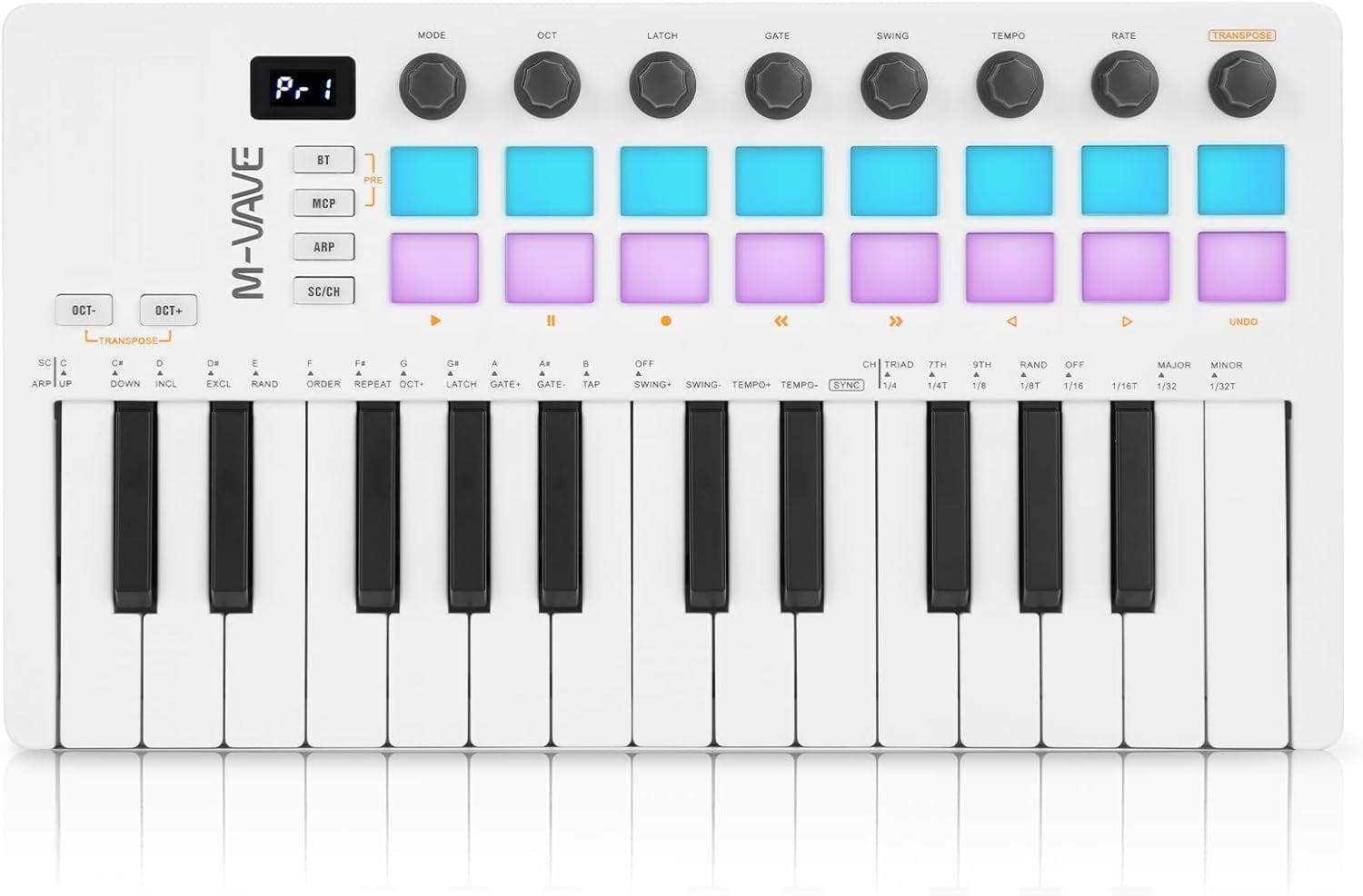M-WAVE 25 Key USB MIDI Keyboard Controller With 16 Backlit Drum Pads ...