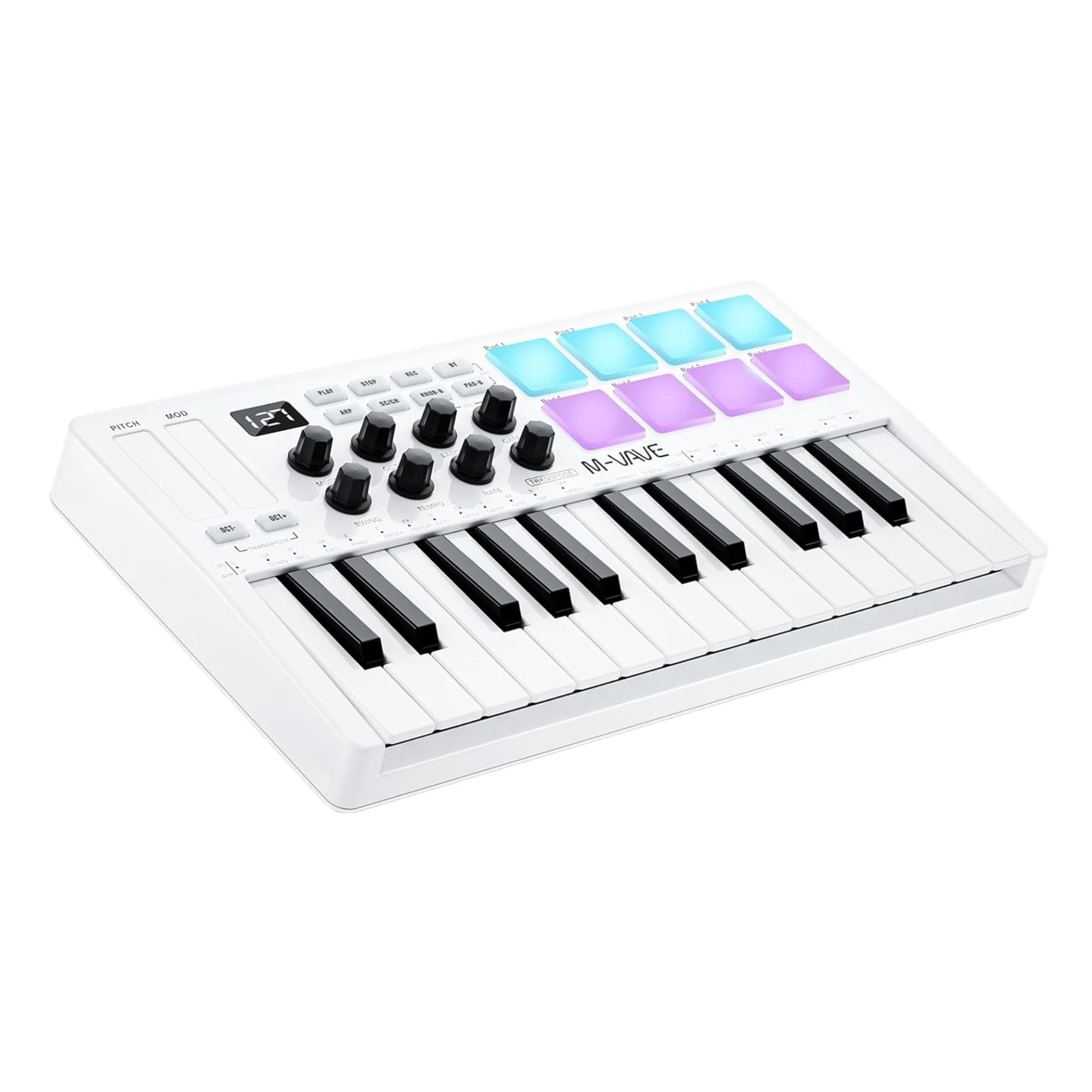 M-WAVE MIDI Keyboard Bluetooth – 25-Key Pad Controller with Drum Pads ...