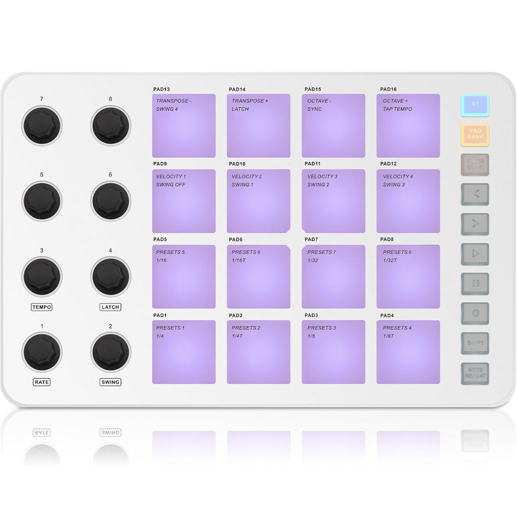 M-Wave Midi Controller – Bluetooth USB Pad – 16 Drum Pads, 8 Knobs ...