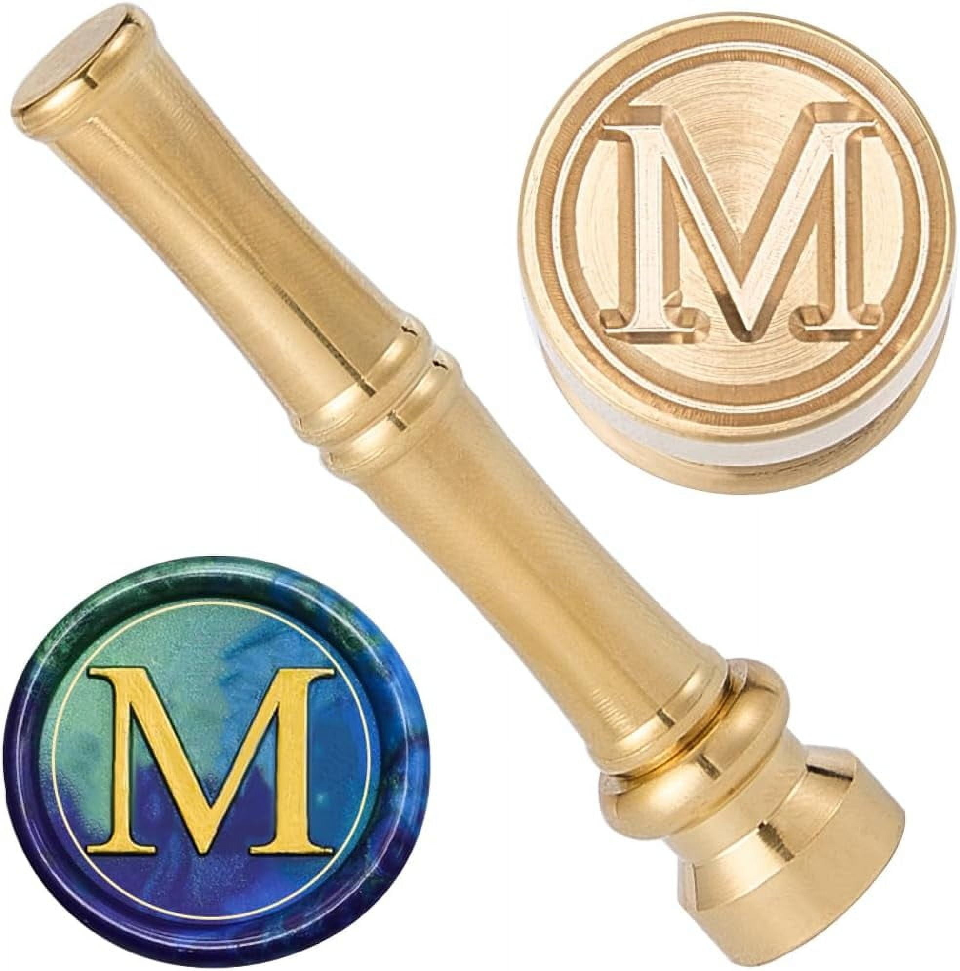 M Wax Seal Stamp Alphabet Sealing Wax Stamps 15mm Golden Metal Brass ...