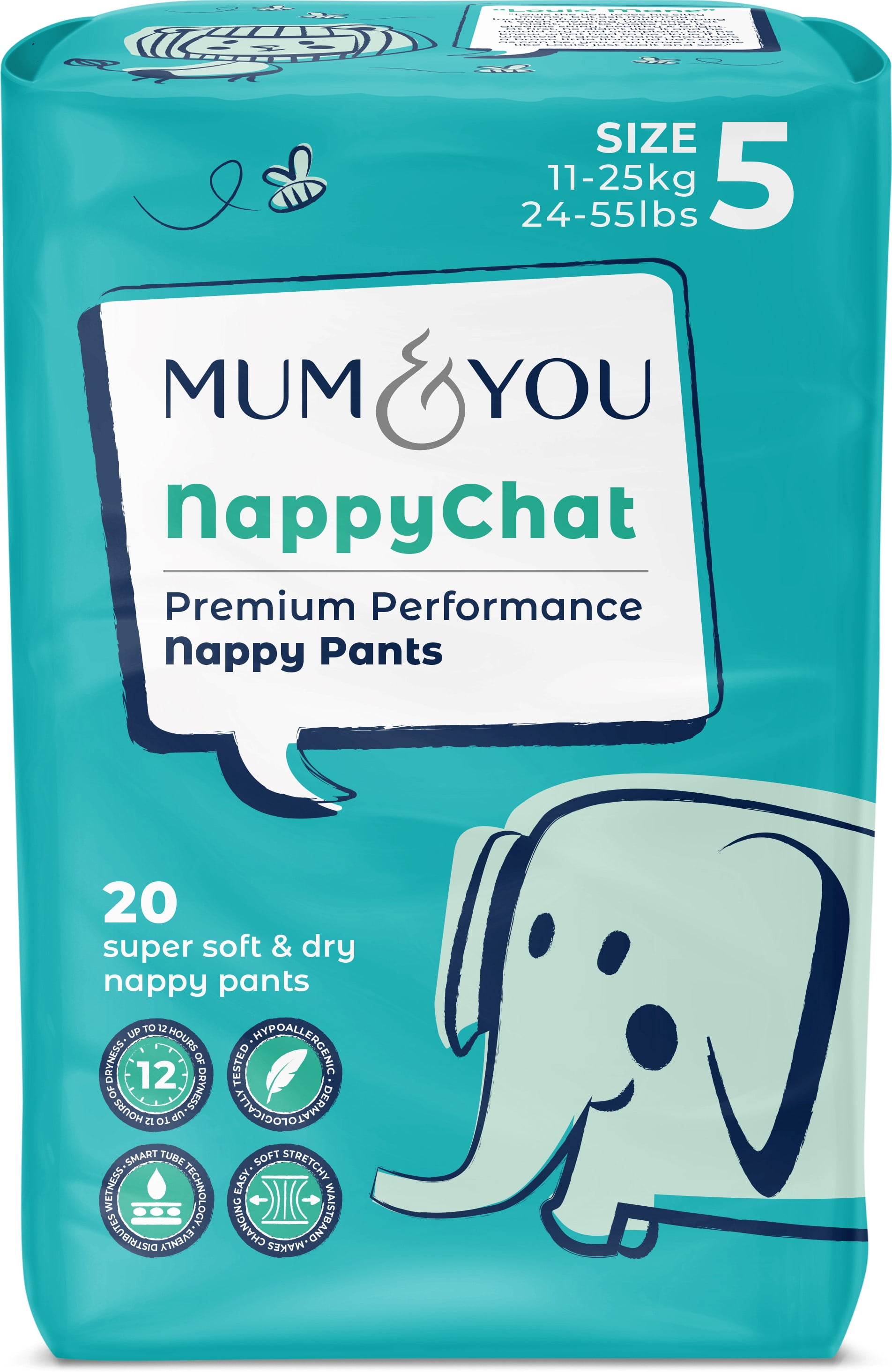 M&Y Nappychat Diaper Pants Size 5 (20 Count) - Walmart.com