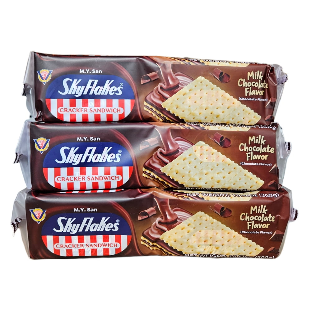 M.Y. San SkyFlakes Cracker Sandwich Milk Chocolate Flavor 300g (3 Pack ...