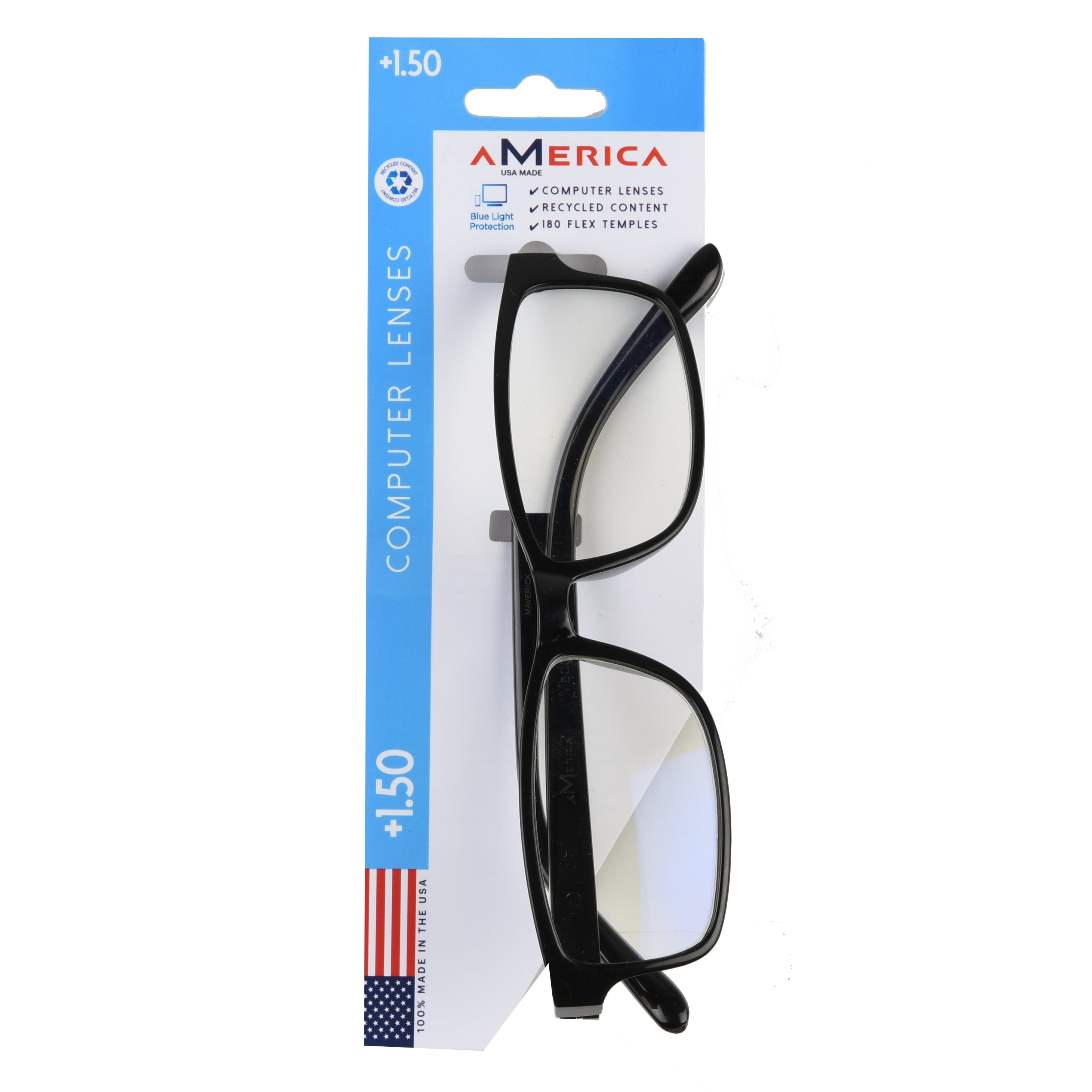 M aMerica, Maverick +1.50, Adult, Unisex, Plastic, Blue Light Readers ...