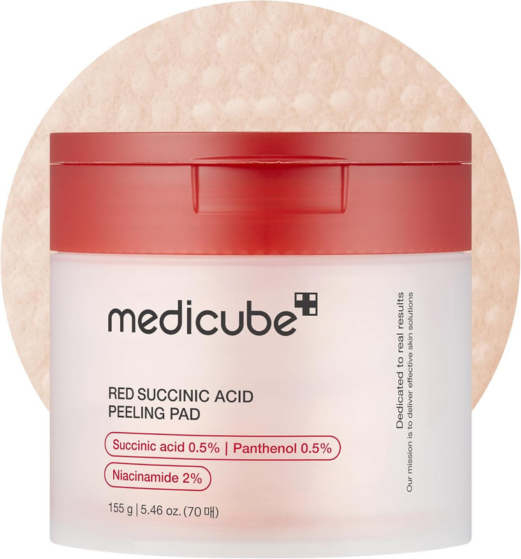 M_edicube Red Succinic Acid Panthenol Facial Peeling Pads Prone Skin ...