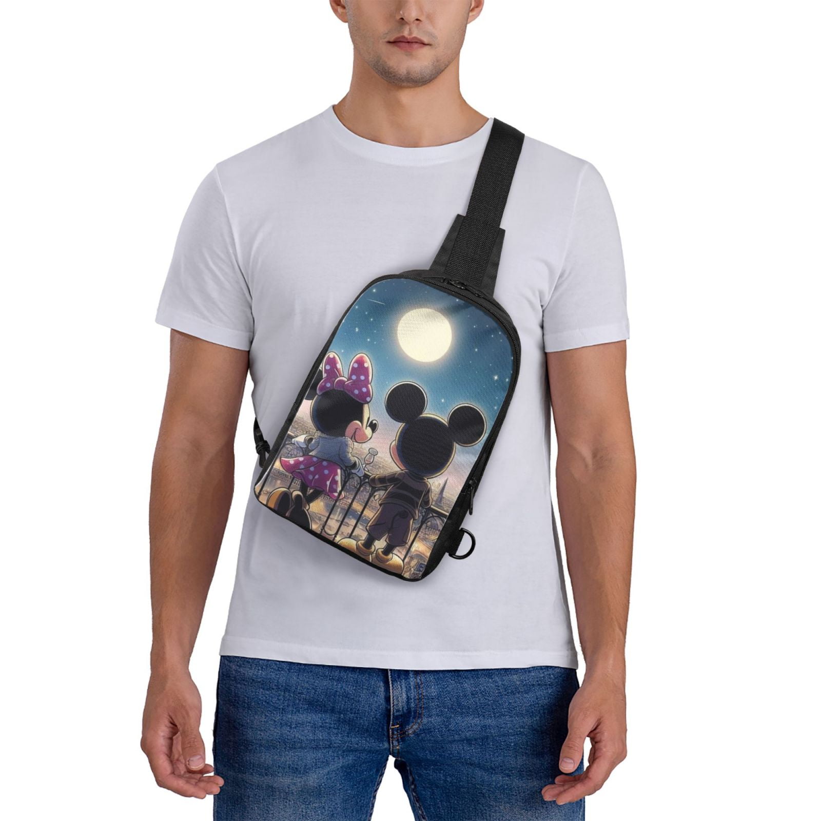 M-innie Mouse Crossbody Bag,Printed Two-Pocket Shoulder Bag,Messenger ...