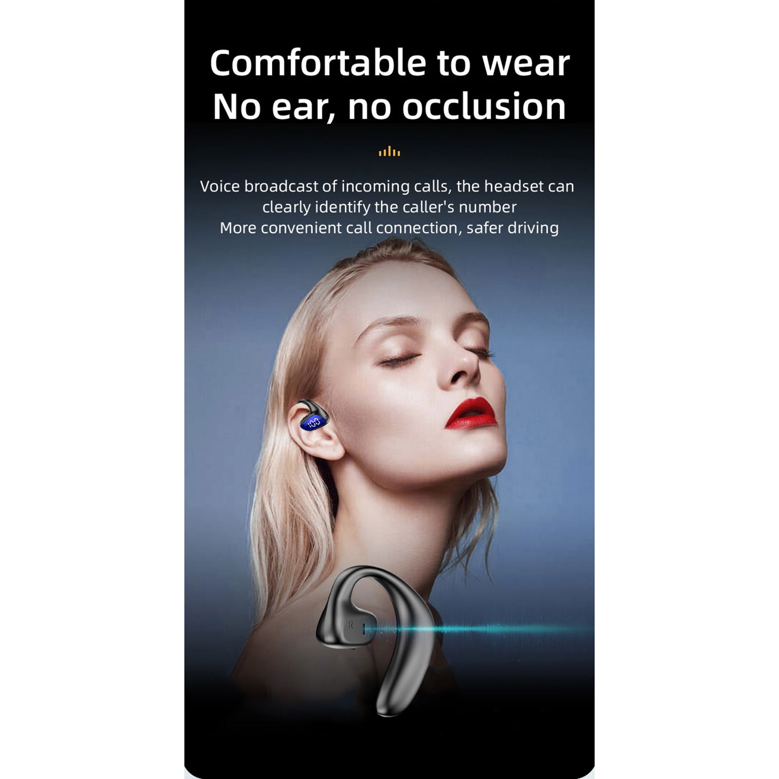 M-k8 Wireless Bluetooth-compatible Headset Hanging Ear Type Right Ear ...