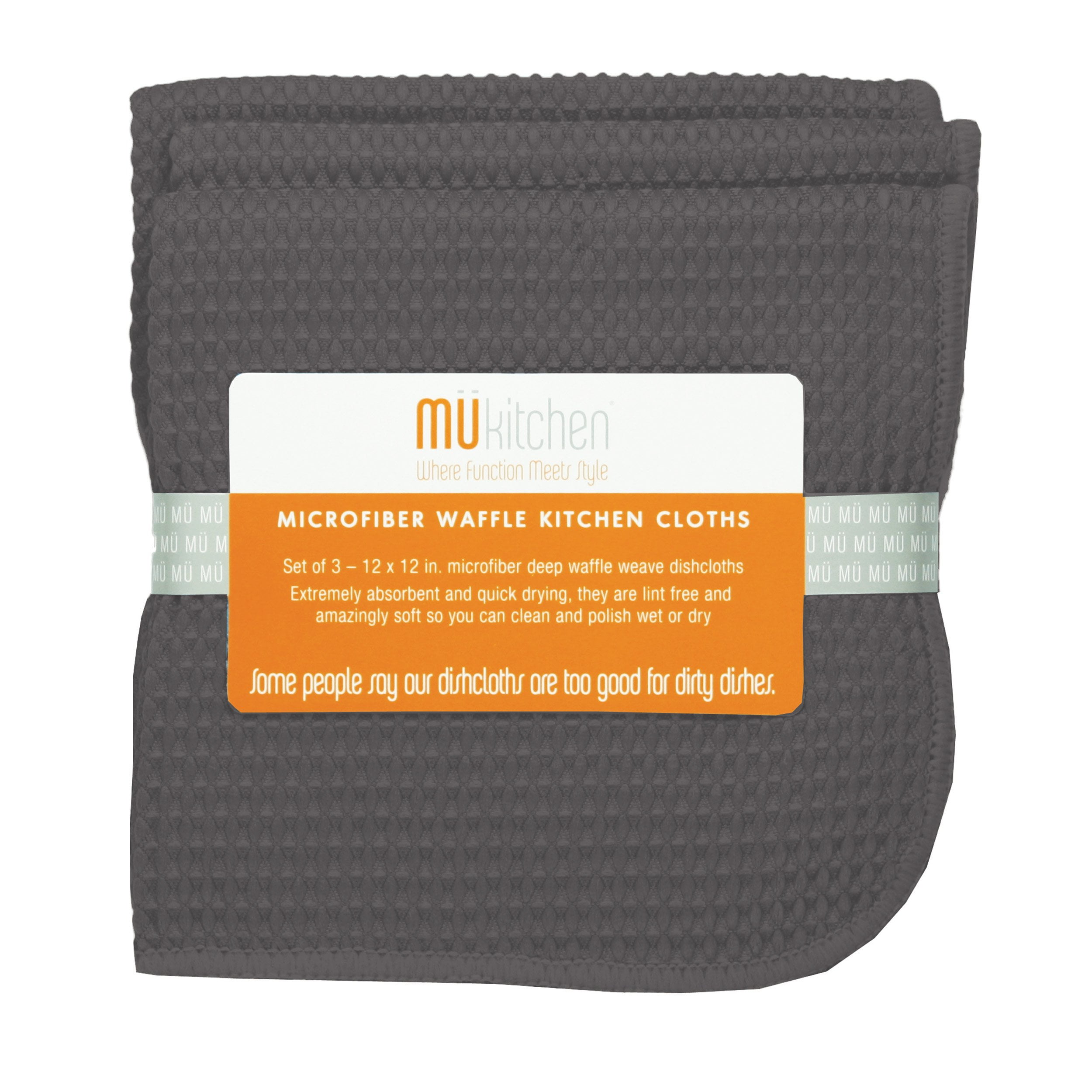 MUkitchen Microfiber Waffle Kitchen Dishcloth, 12x12-Inches, Set of 3 ...