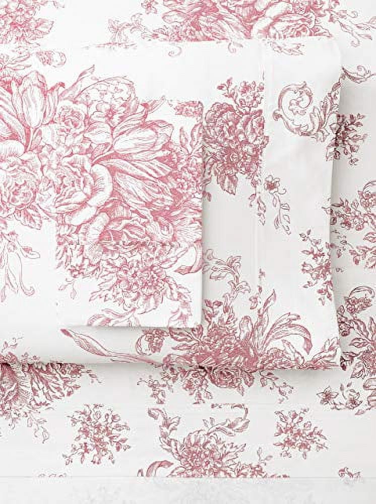 Melange Home Queen Mauve Toile Sheet Set, 100% Cotton, Sateen, 400 ...