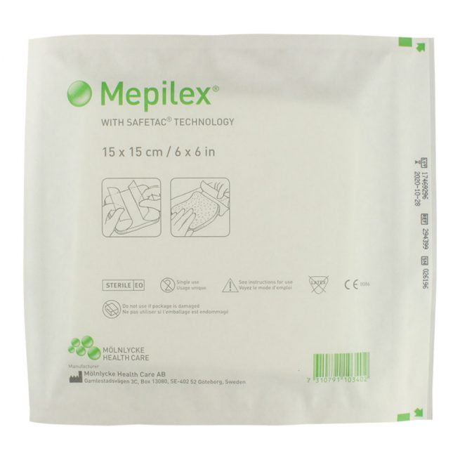 Mölnlycke Mepilex Soft Silicone Absorbent Foam Dressing, 6" x 6 ...