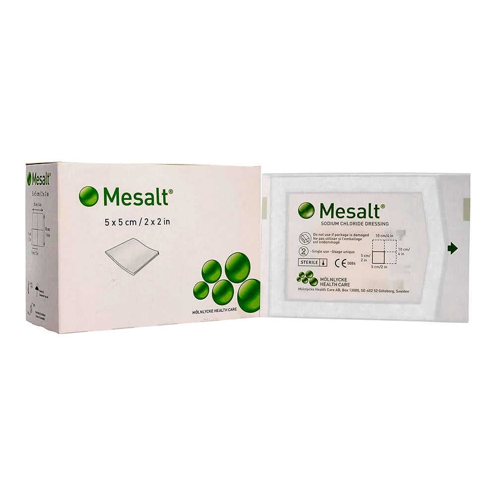 Mölnlycke Mesalt Sodium Chloride Impregnated Dressing, 4" x 4" (2" x 2 ...