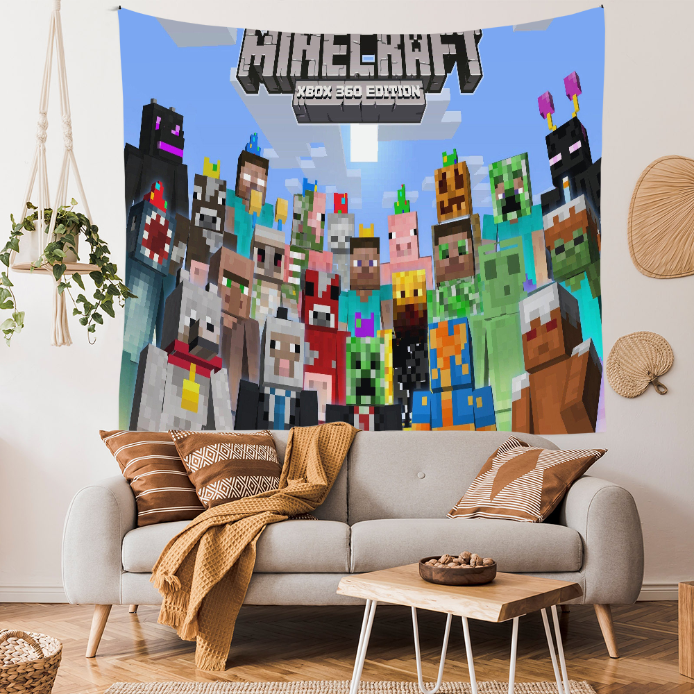 M-minecraftS Theme Party Backdrop Cloth For Girls Birthday Decorations ...