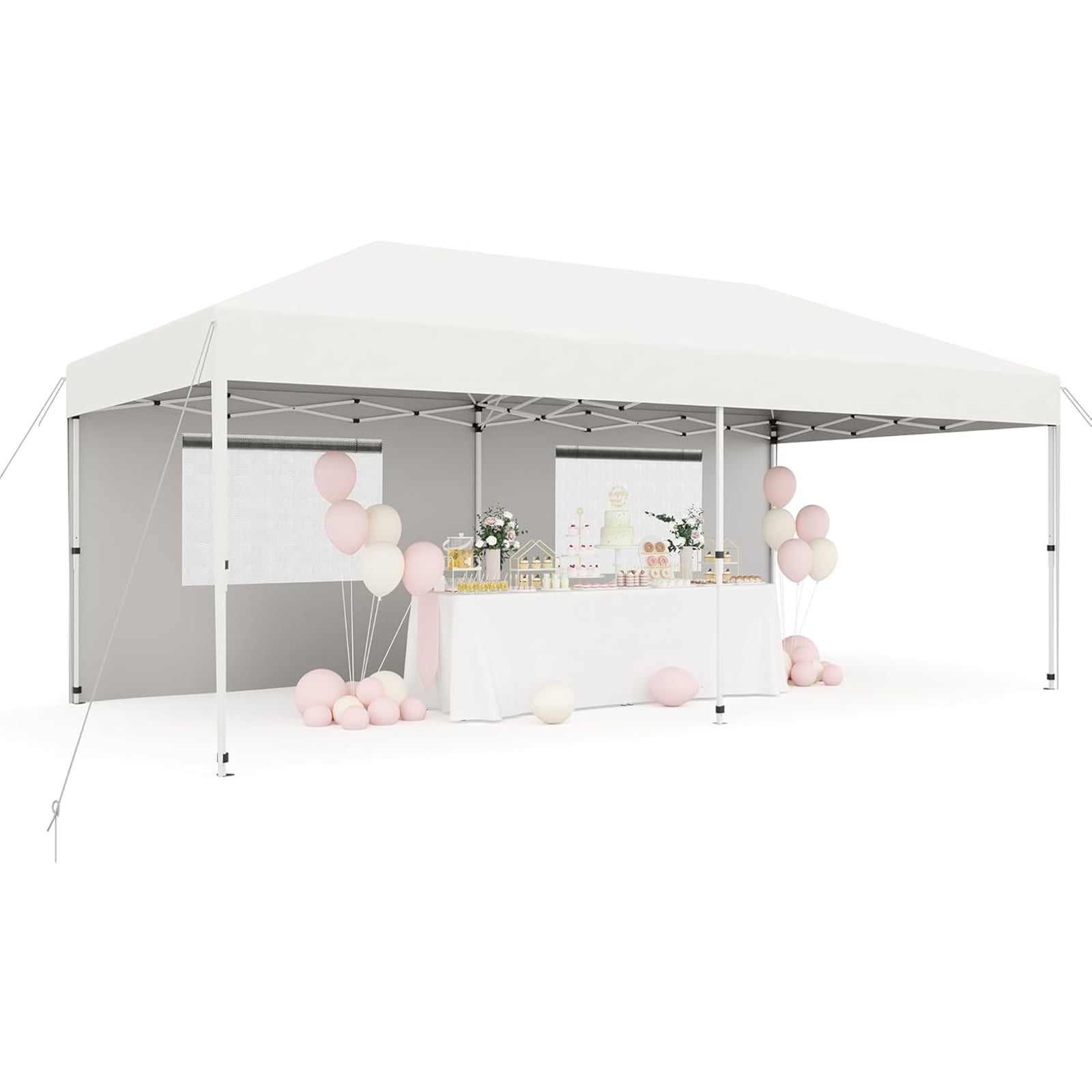 M optimized 10x20 Ft Pop Up Canopy Tent Easy One Person Set-up, Instant Portable Shelter with ...