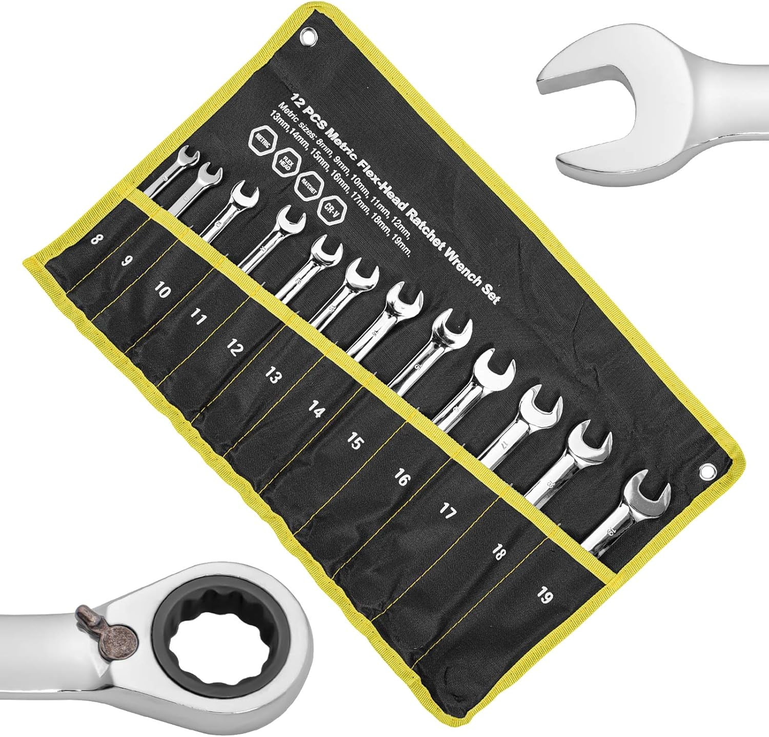 M optimized 12-Piece Fixed Wrench Set, Reversible Ratcheting ...