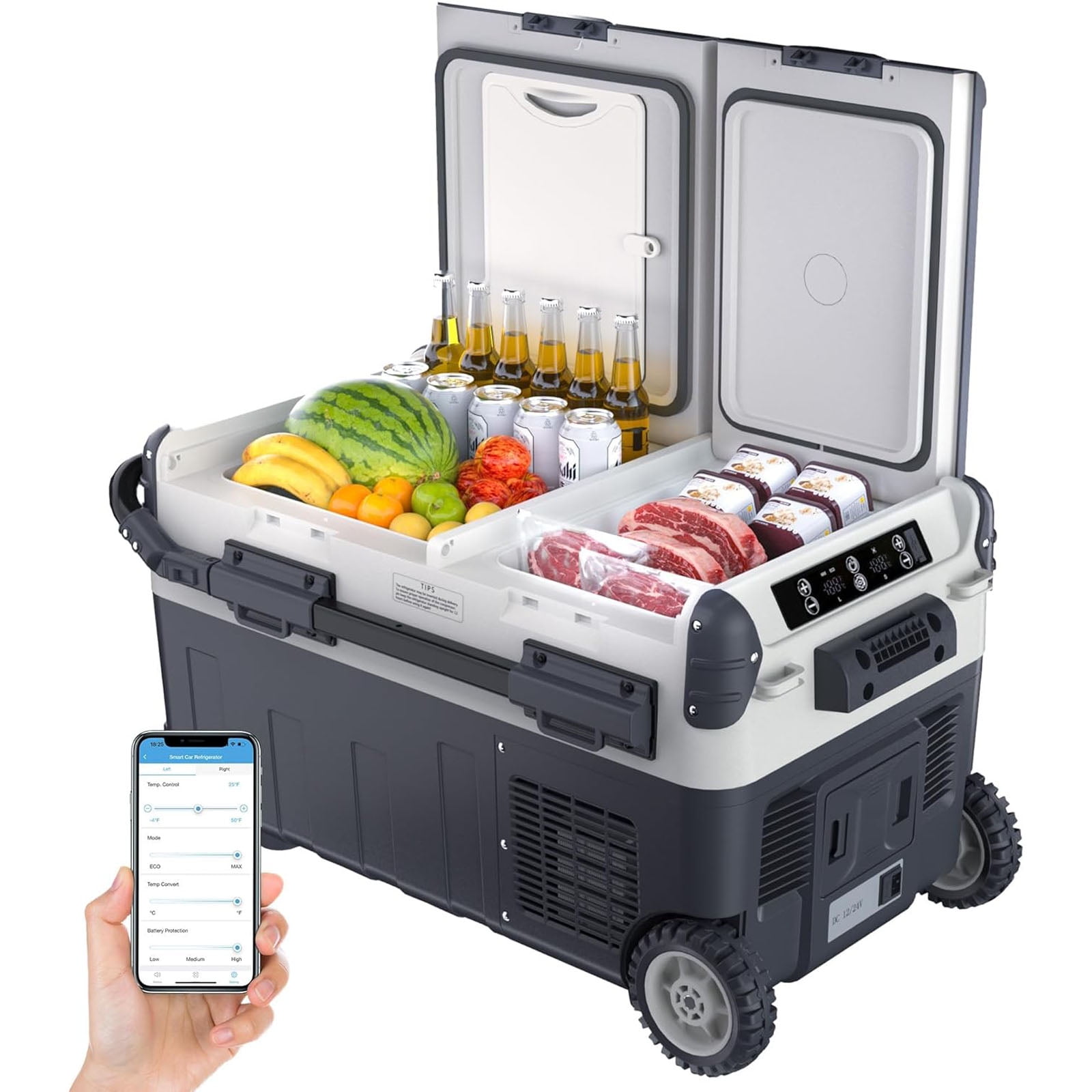 M optimized 12 Volt Car Refrigerator, 32 Quart (30L) Dual Zone Car ...