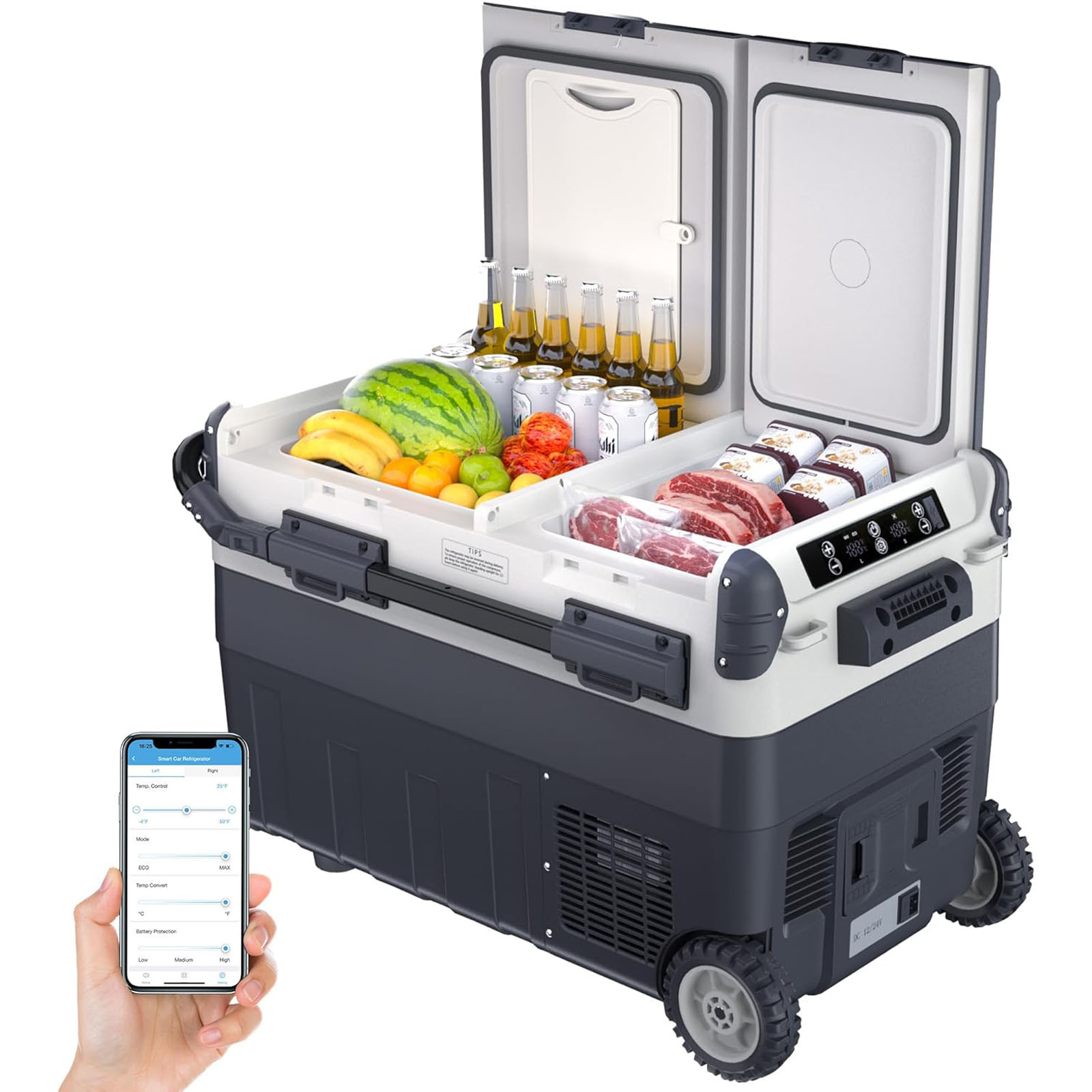M optimized 12 Volt Car Refrigerator, 42 Quart (40L) Dual Zone Car ...