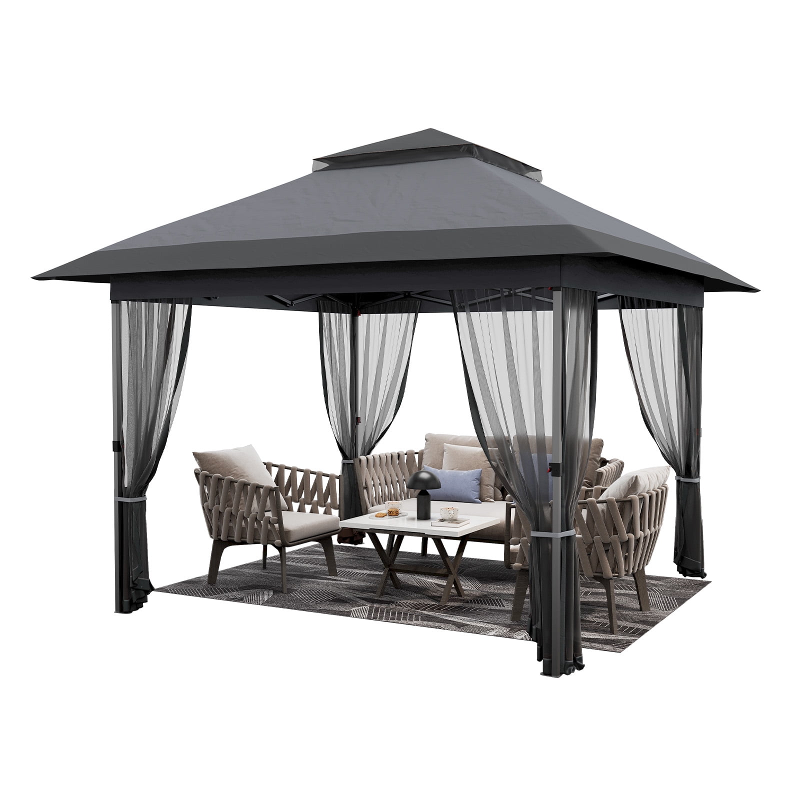 M optimized 12'x12' Softtop Gazebo, Outdoor Pop Up Gazebo with Mosquito ...