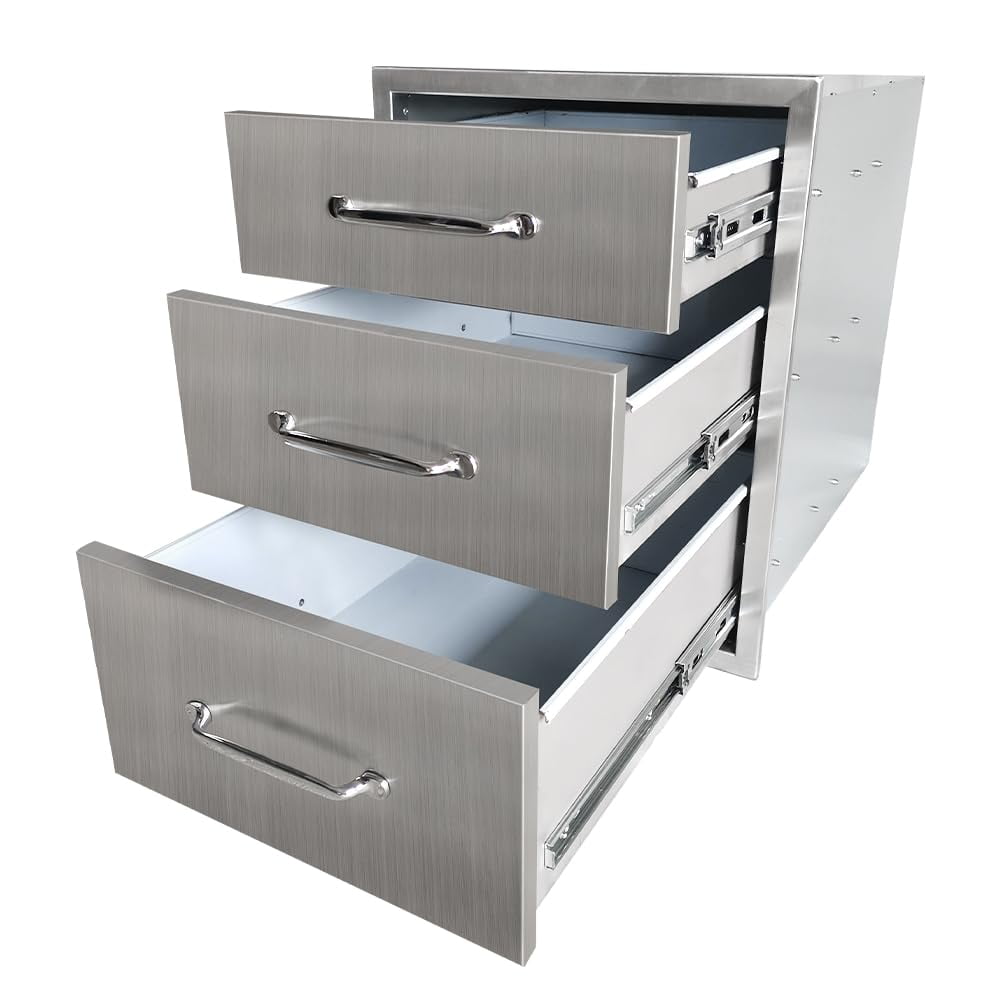 M optimized 18"x23"x23" Outdoor Kitchen Drawers, Stainless Steel Triple ...
