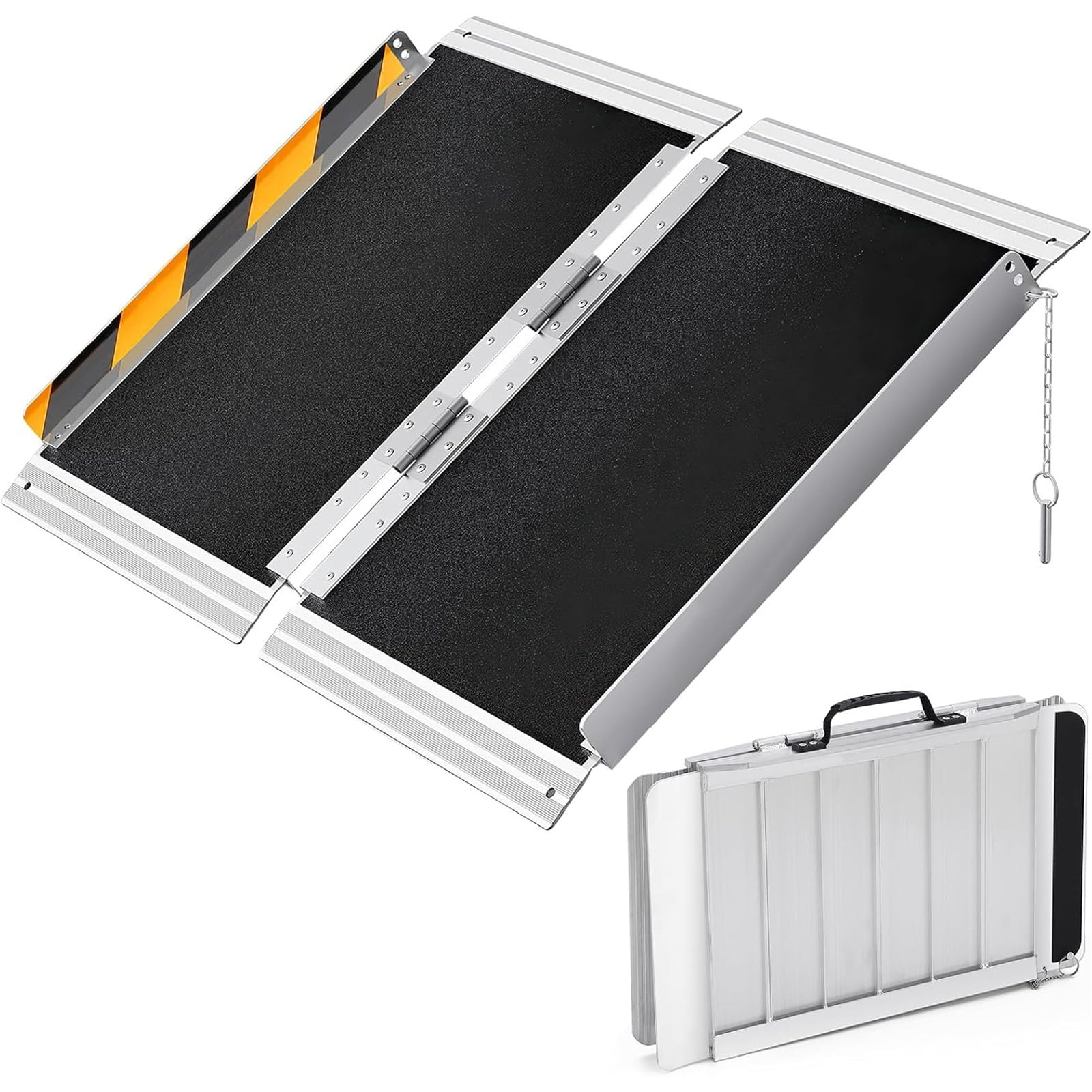 M optimized 2-8 FT Wheelchair Ramp, Non-Slip Aluminum Folding ...