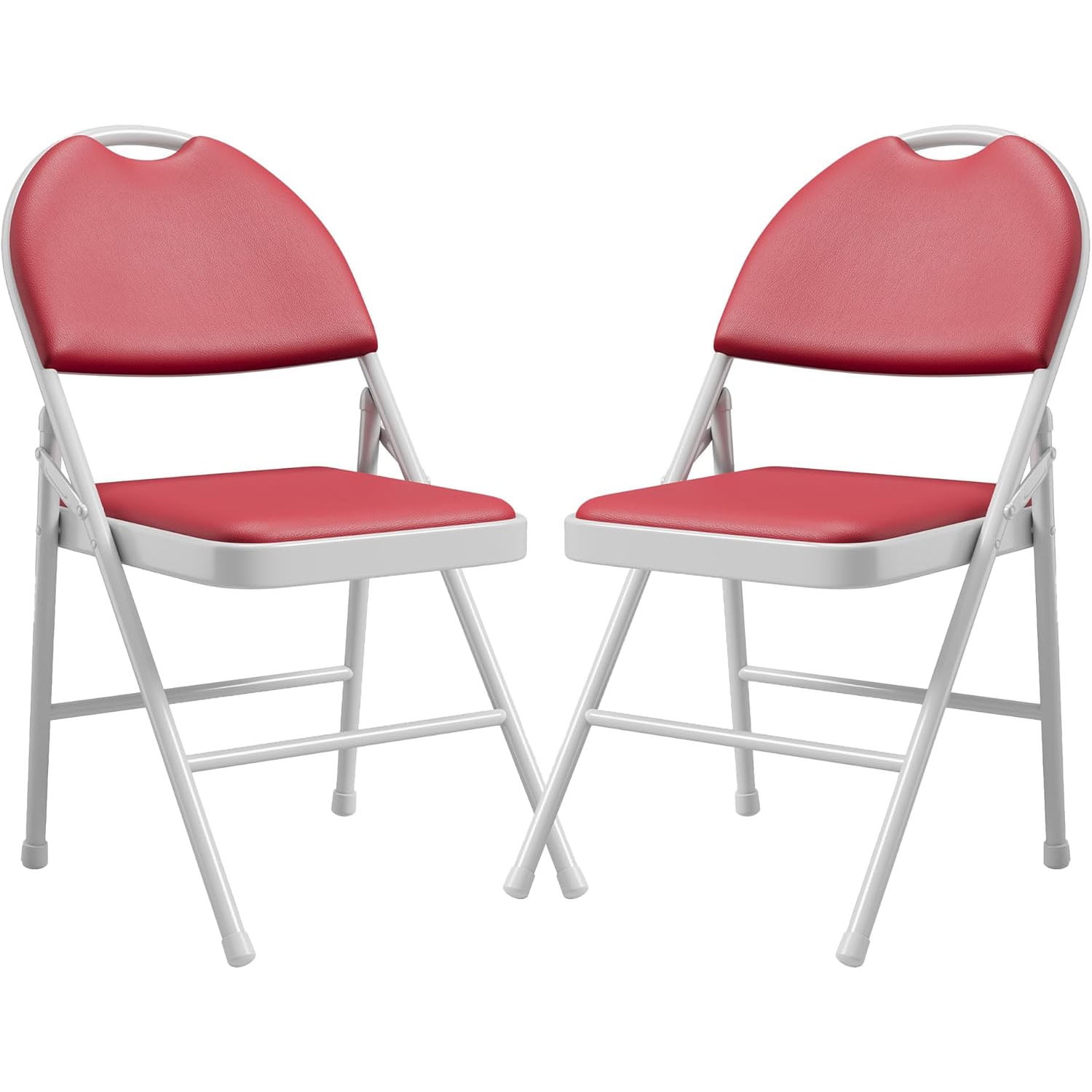 M optimized 2 Pack Padded Folding Chairs, PU Leather Upholstered ...