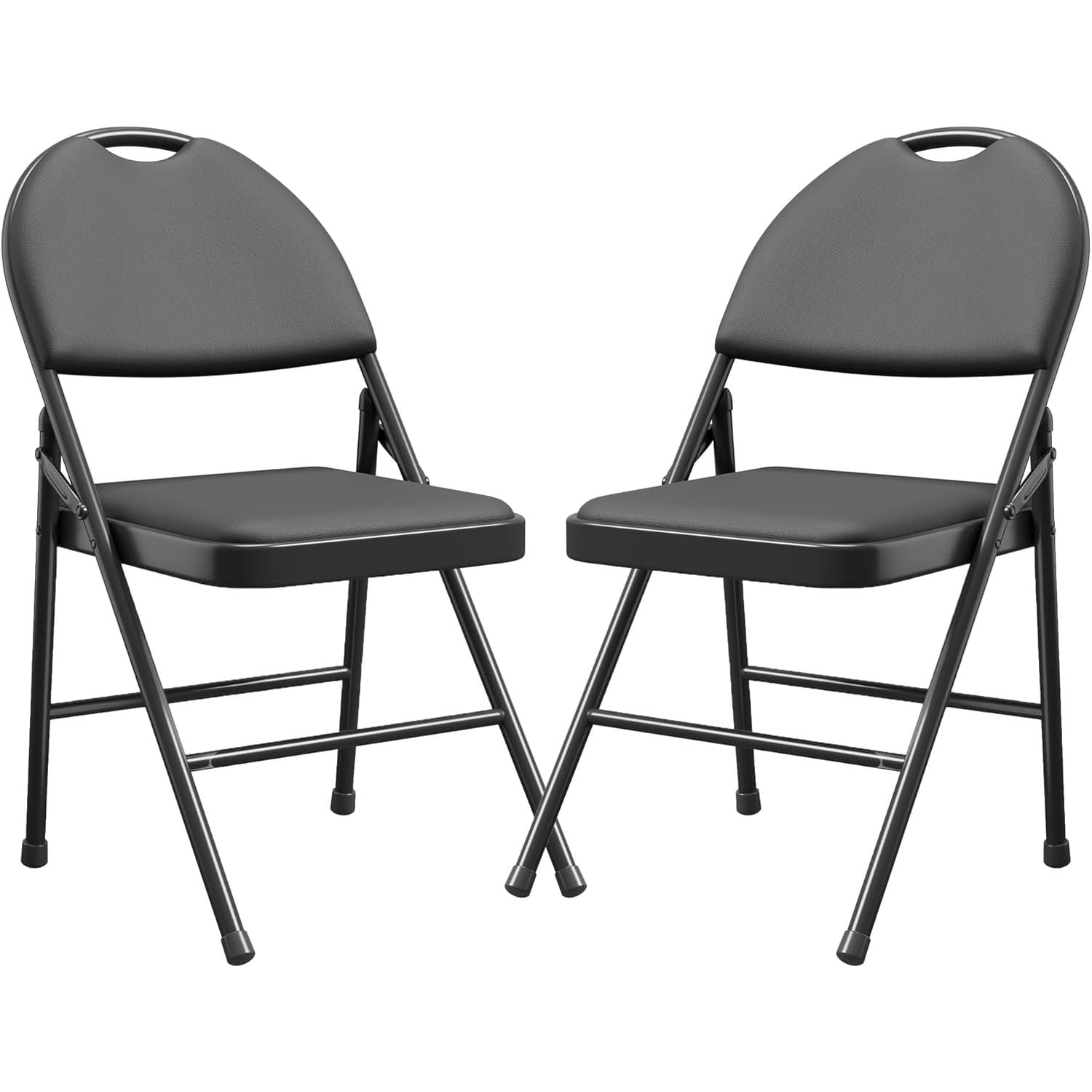 M optimized 2 Pack Padded Folding Chairs, PU Leather Upholstered ...
