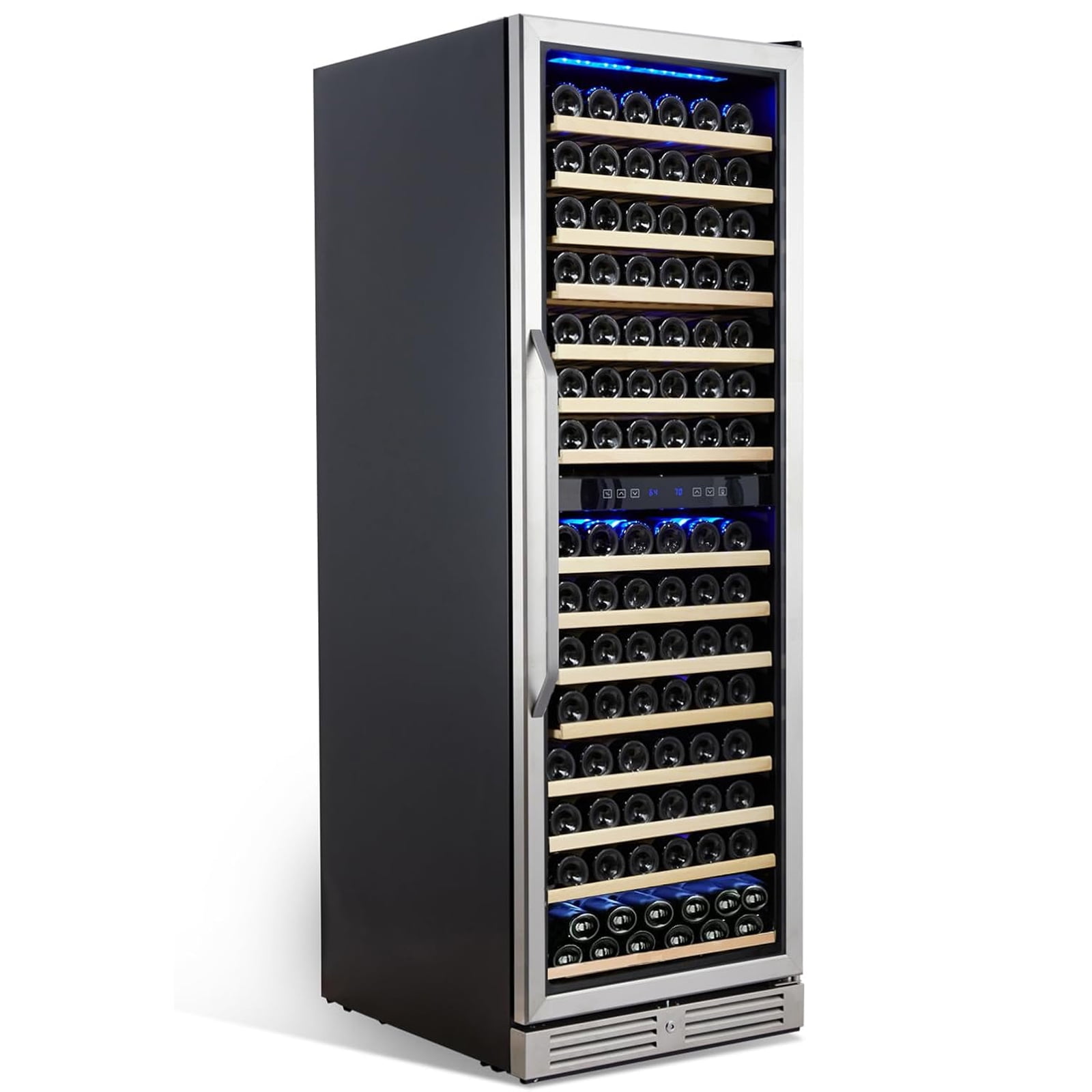 M optimized 23.4"x26.8"x69.6" Wine Fridge Dual Zone 160 Bottle Tall ...