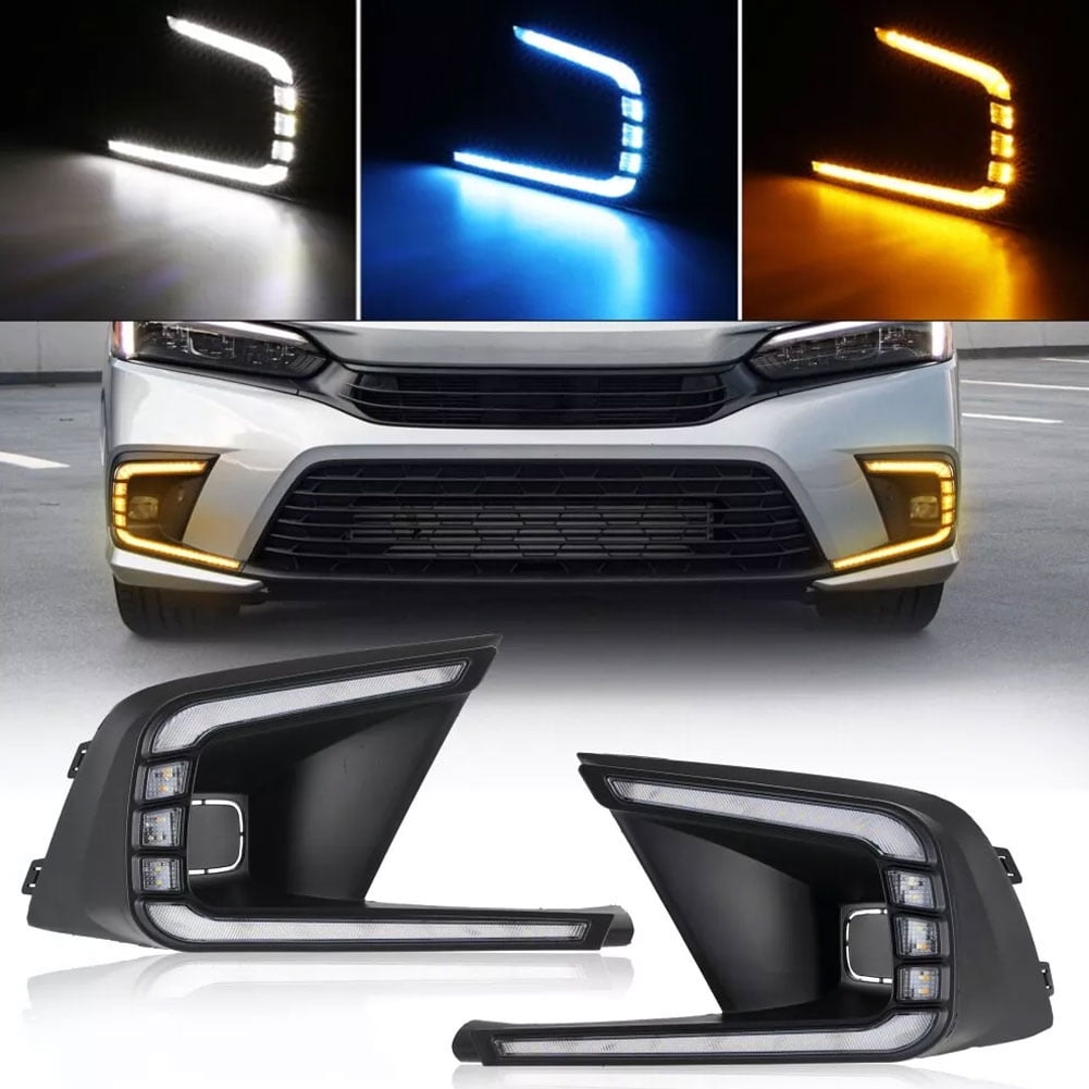 M optimized 2PCS LED DRL Daytime Running Light Front Bumper Fog Light Lamp Compatible for Civic ...