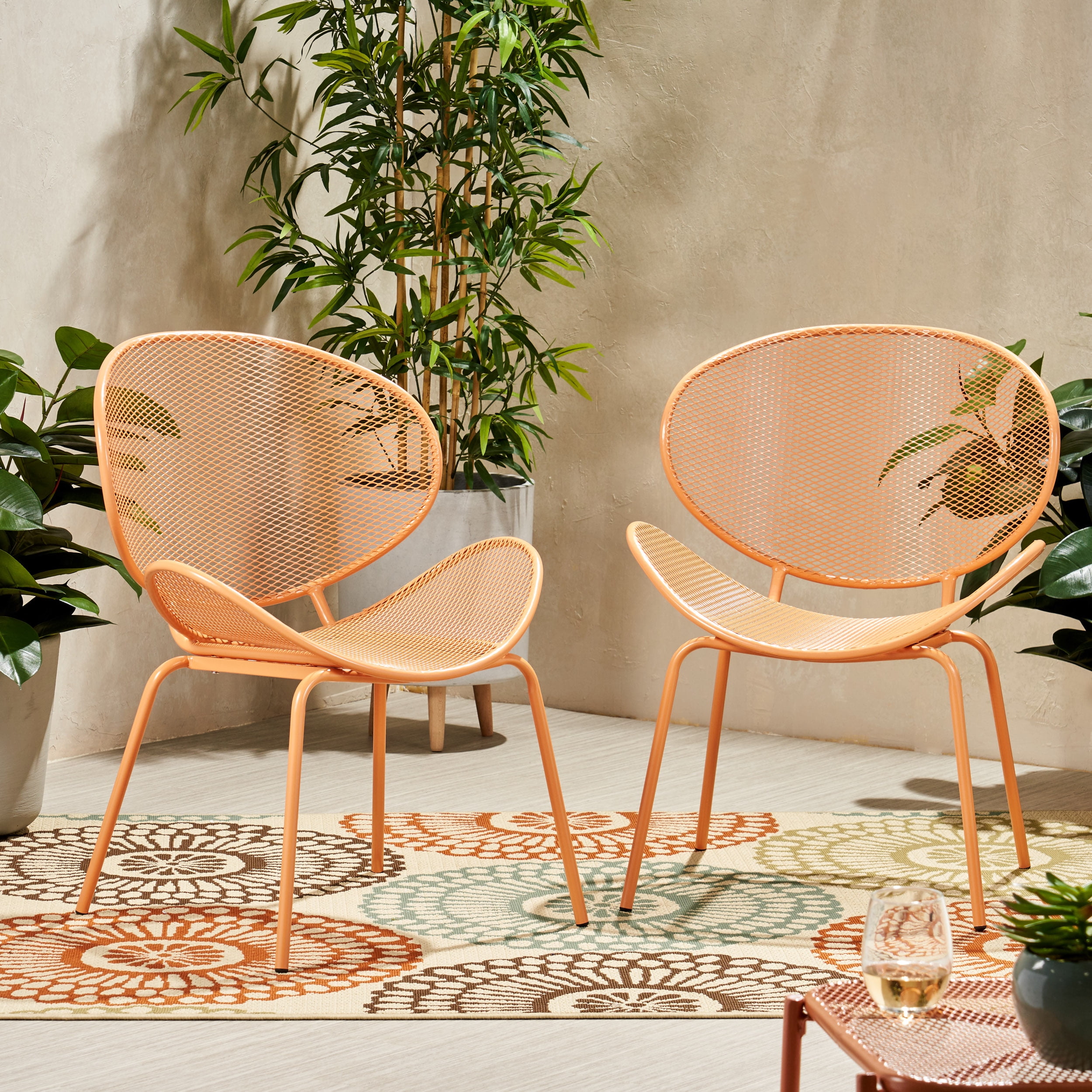 M optimized 2pcs Outdoor Metal Chairs, Patio Dining Chairs, Shell ...