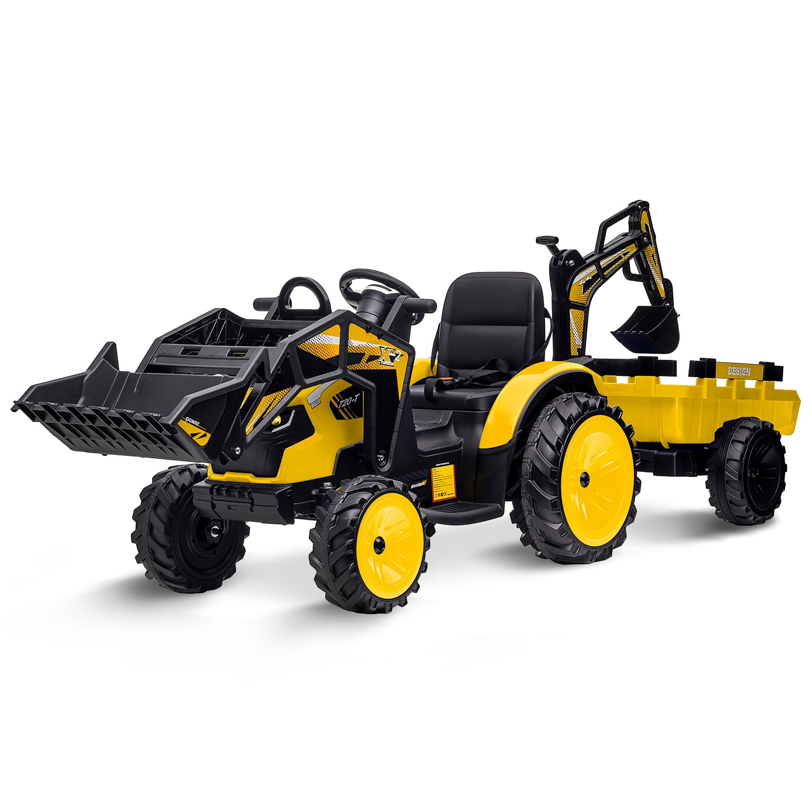 M optimized 3 in 1 Ride on Tractor, Excavator & Bulldozer, 24V Electric ...