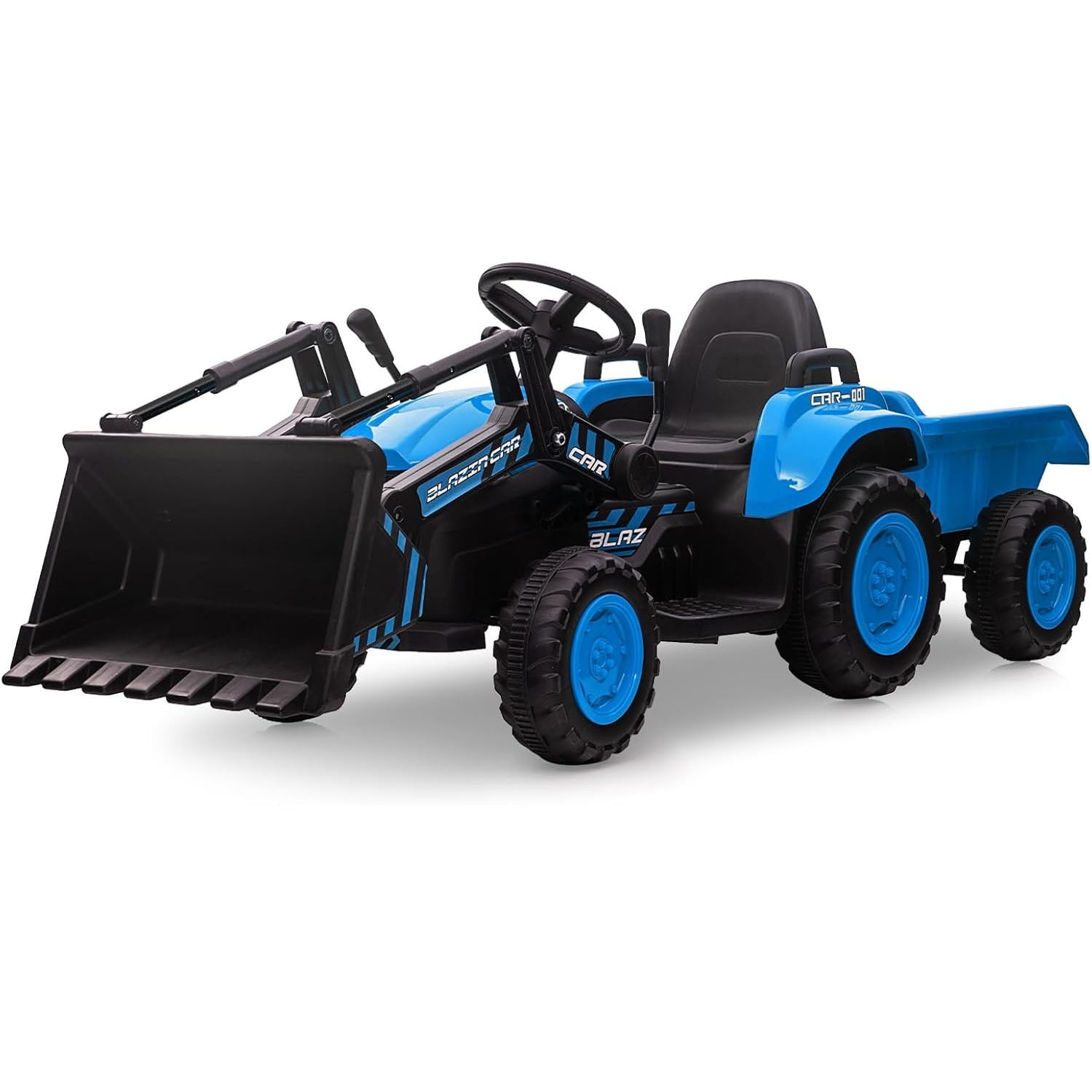 M optimized 3 in 1 Ride On Tractor with Trailer, 12V Kids Electric ...