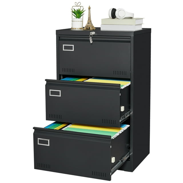 M optimized 3 Drawer File Cabinet, Lateral Filing Cabinet with Lock for ...