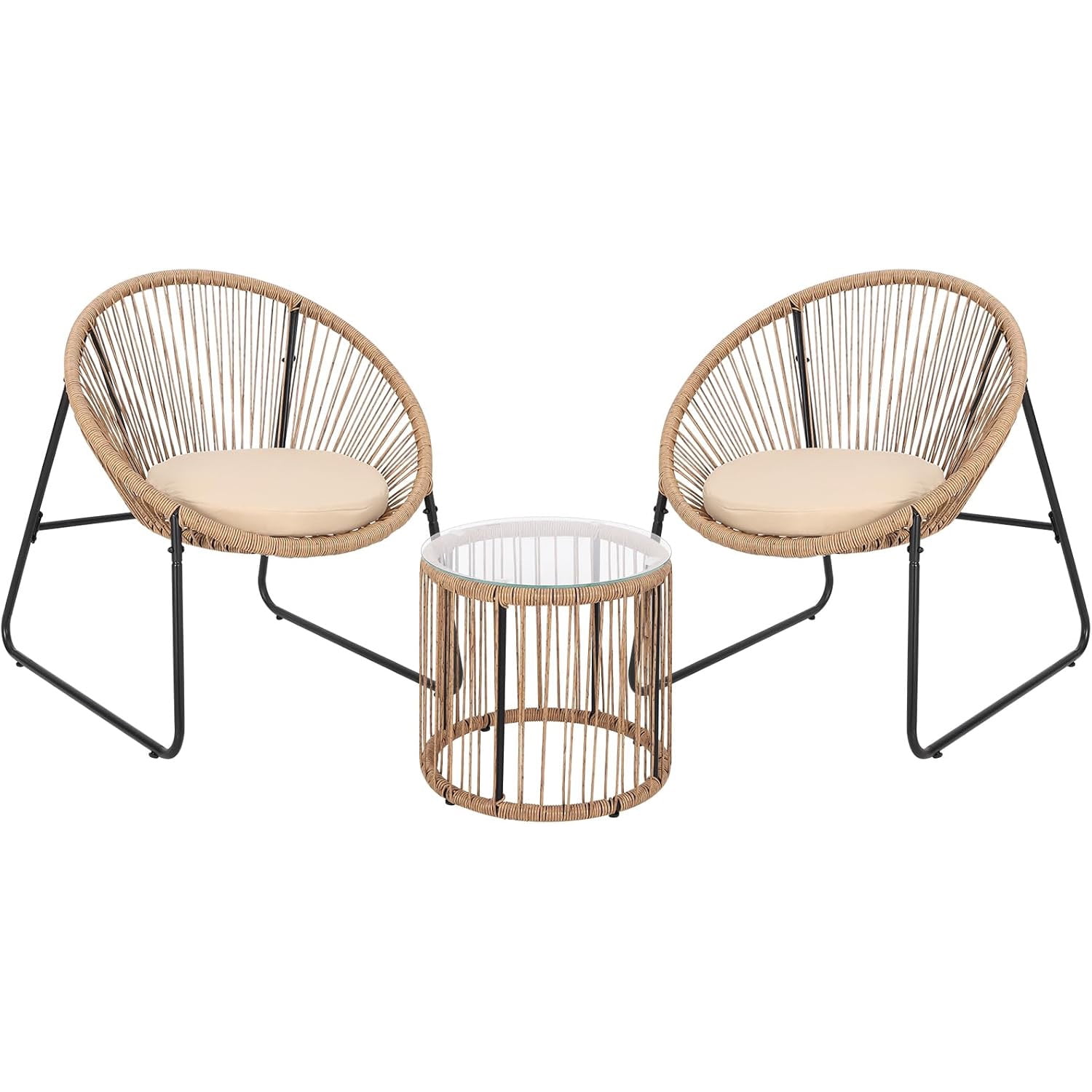 M optimized 3 Piece Acapulco Chair Set, All-Weather Modern Patio ...