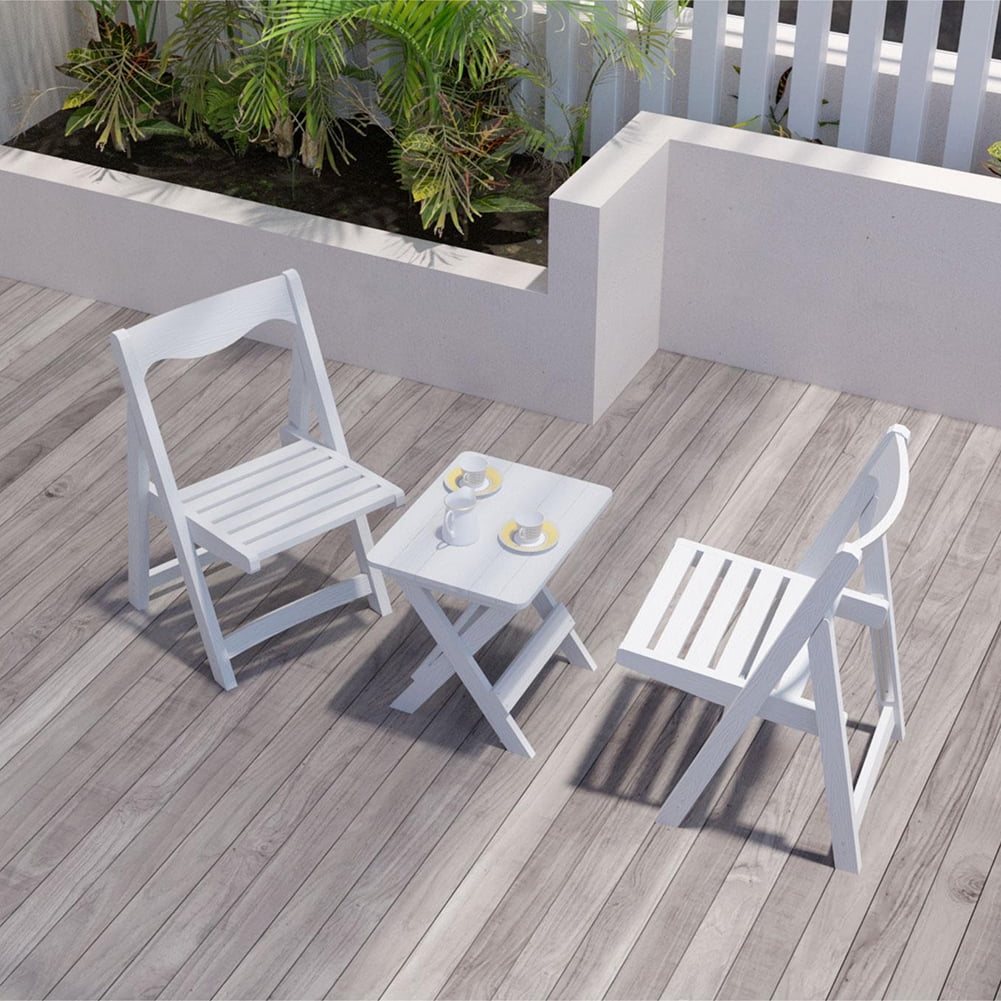 M optimized 3 Piece Wood Bistro Set, Folding Patio Furniture Set with 2 ...