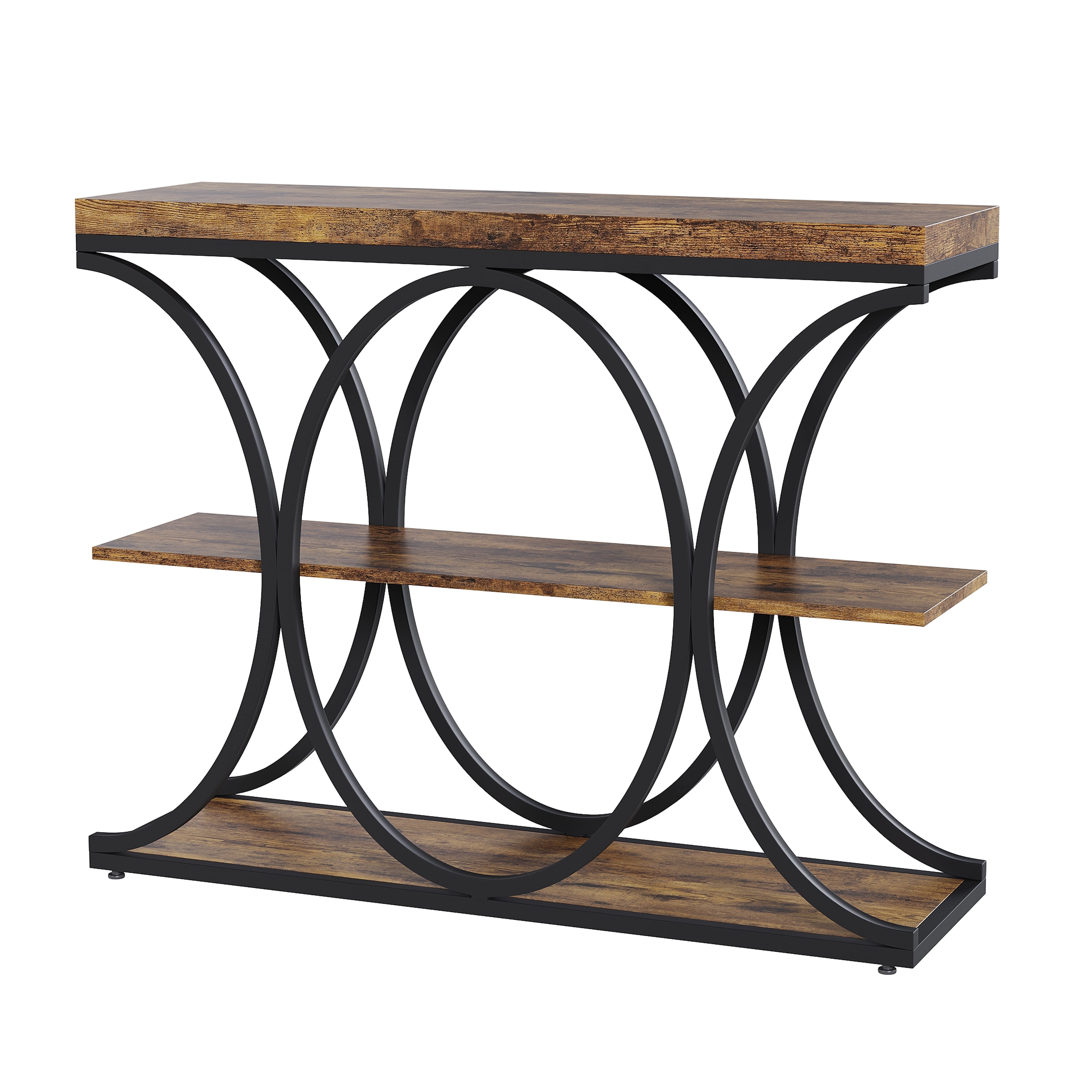 M optimized 3-Tier Industrial Entryway Table with Oval-Shaped Metal ...