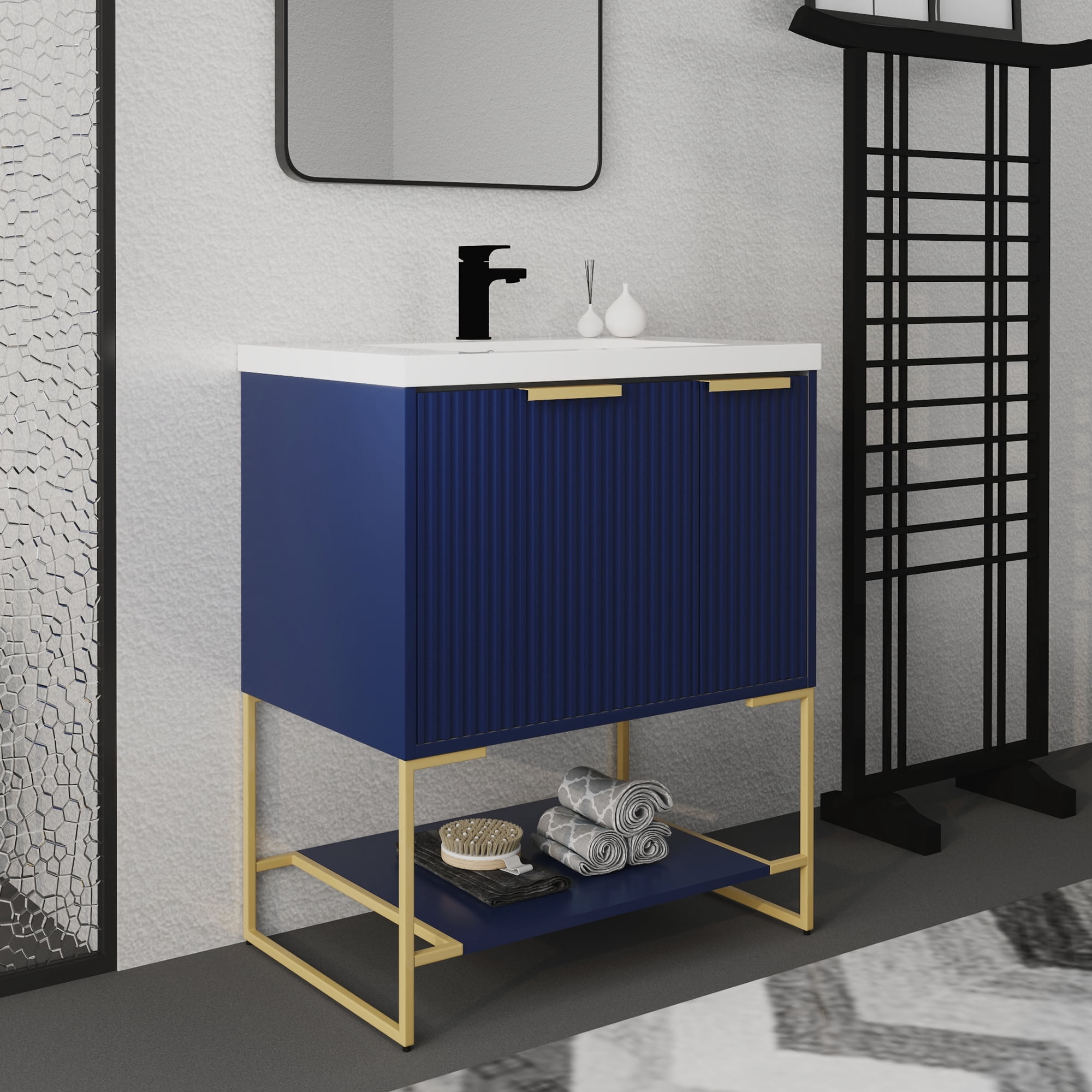 M optimized 30 Inch Bathroom Vanity, Bathroom Storage Vanity with Resin ...