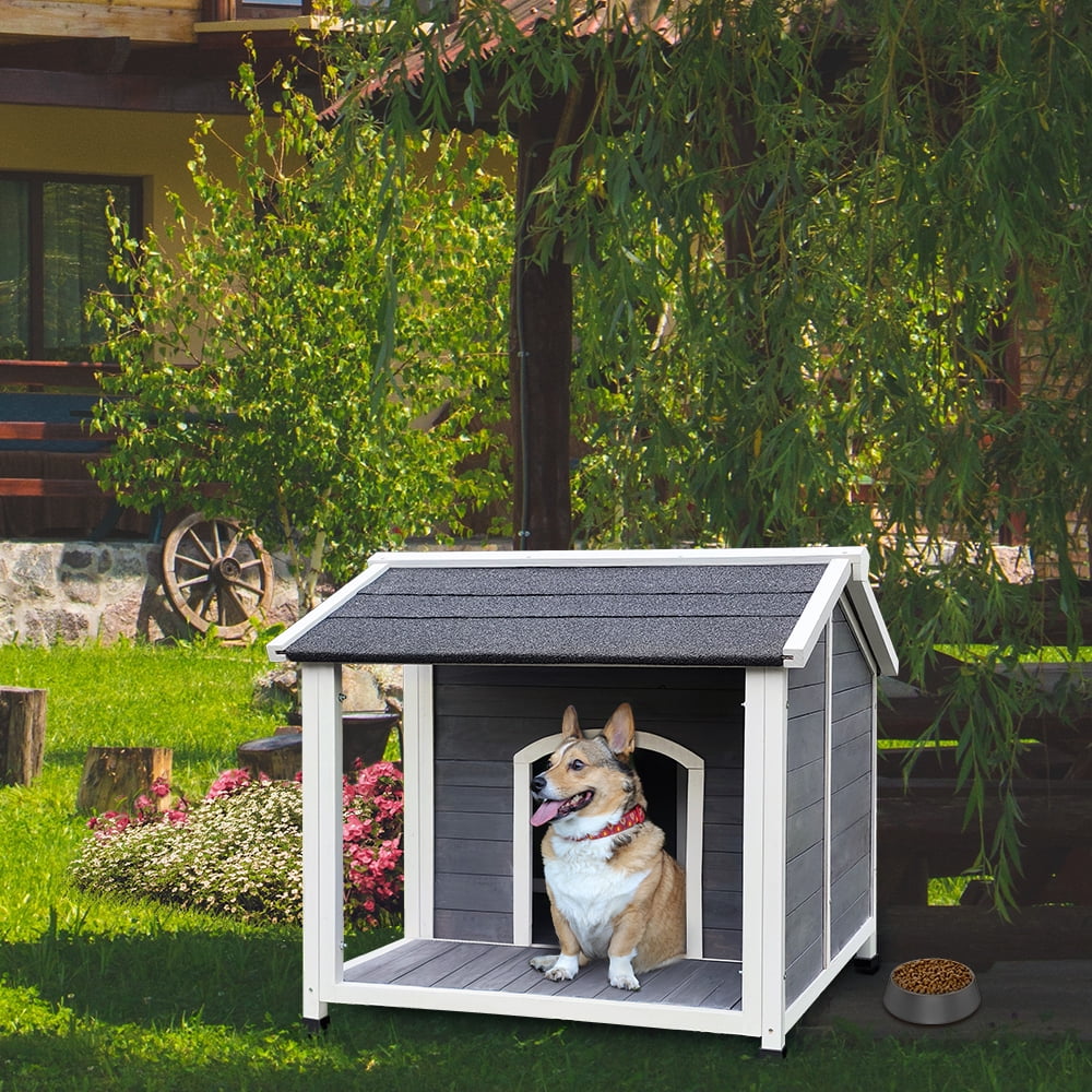 M optimized 35" Wooden Dog House Outdoor Dog Crates Waterproof Dogs ...
