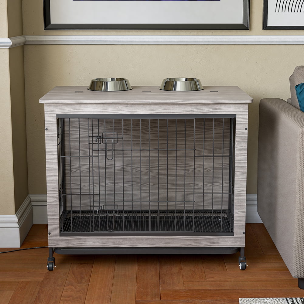 M optimized 38/23 Inch Dog Crate Dog Kennel Wooden Dog Crate End Table ...
