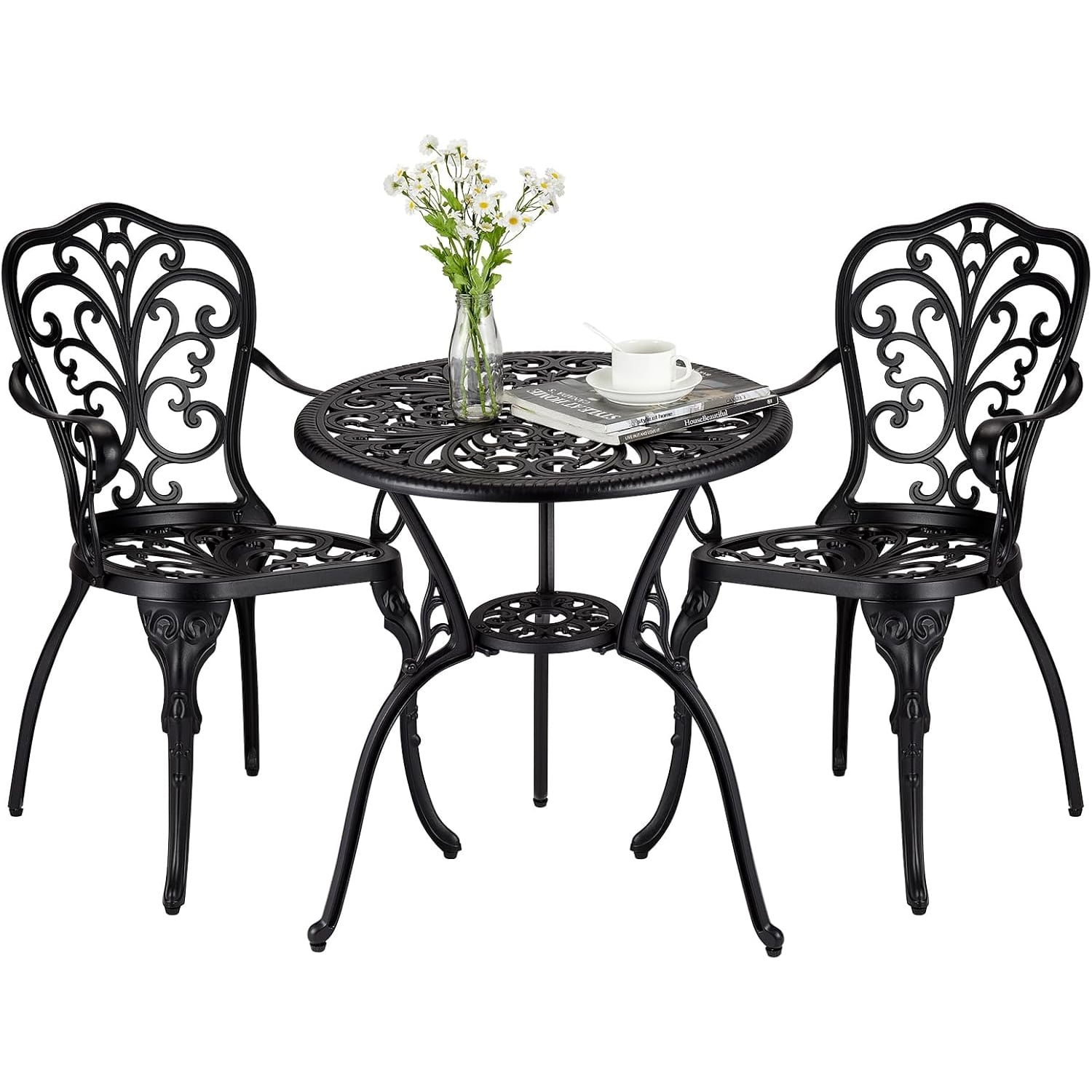 M optimized 3PCS Patio Bistro Set Outdoor Cast Aluminum Patio Bistro ...