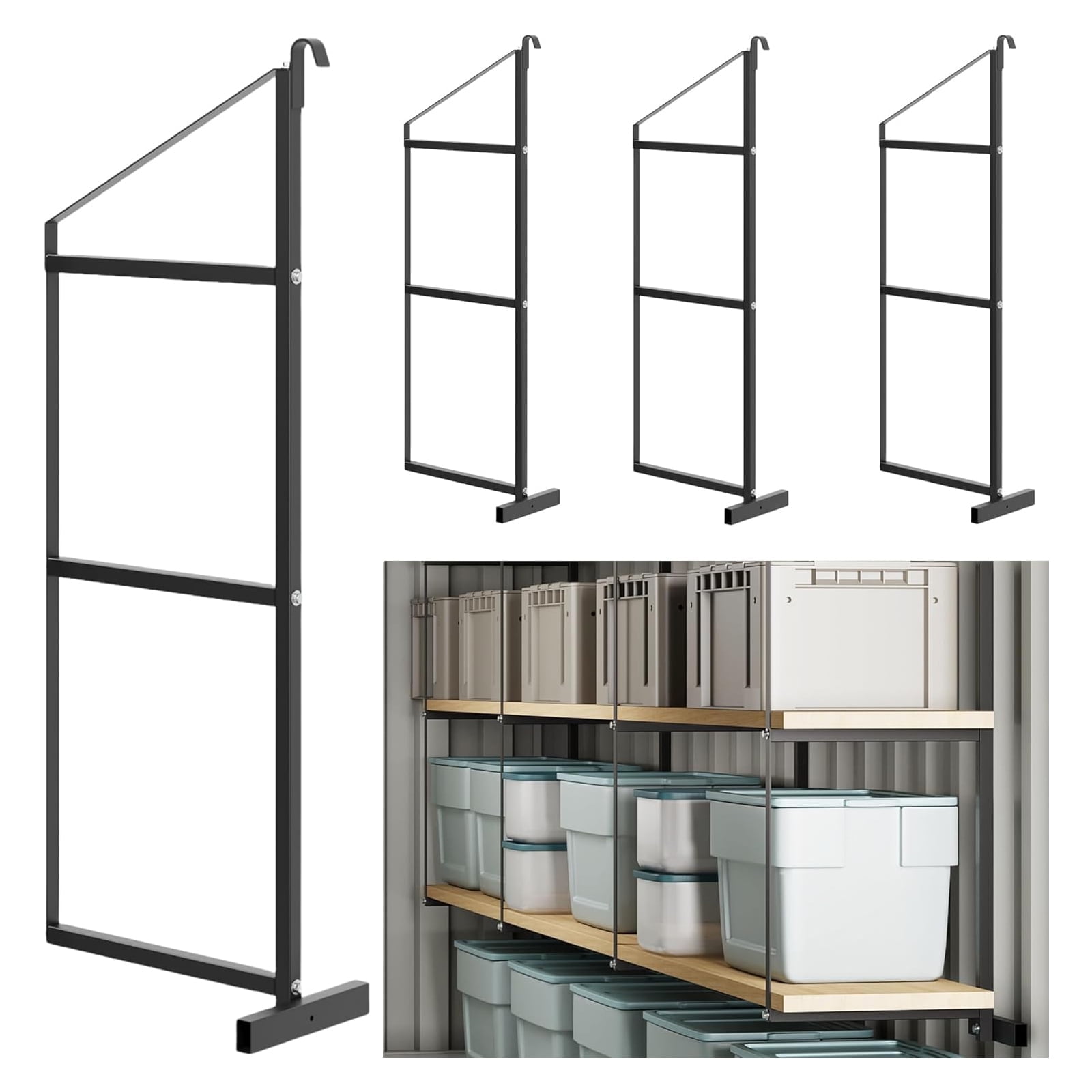 M optimized 4 Pack 3-Tier Shipping Container Shelving Brackets 22" D x ...