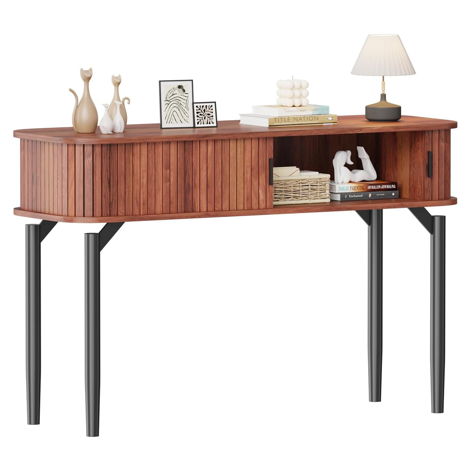 M optimized 47" Fluted Console Table with Drawers, Narrow Entryway ...